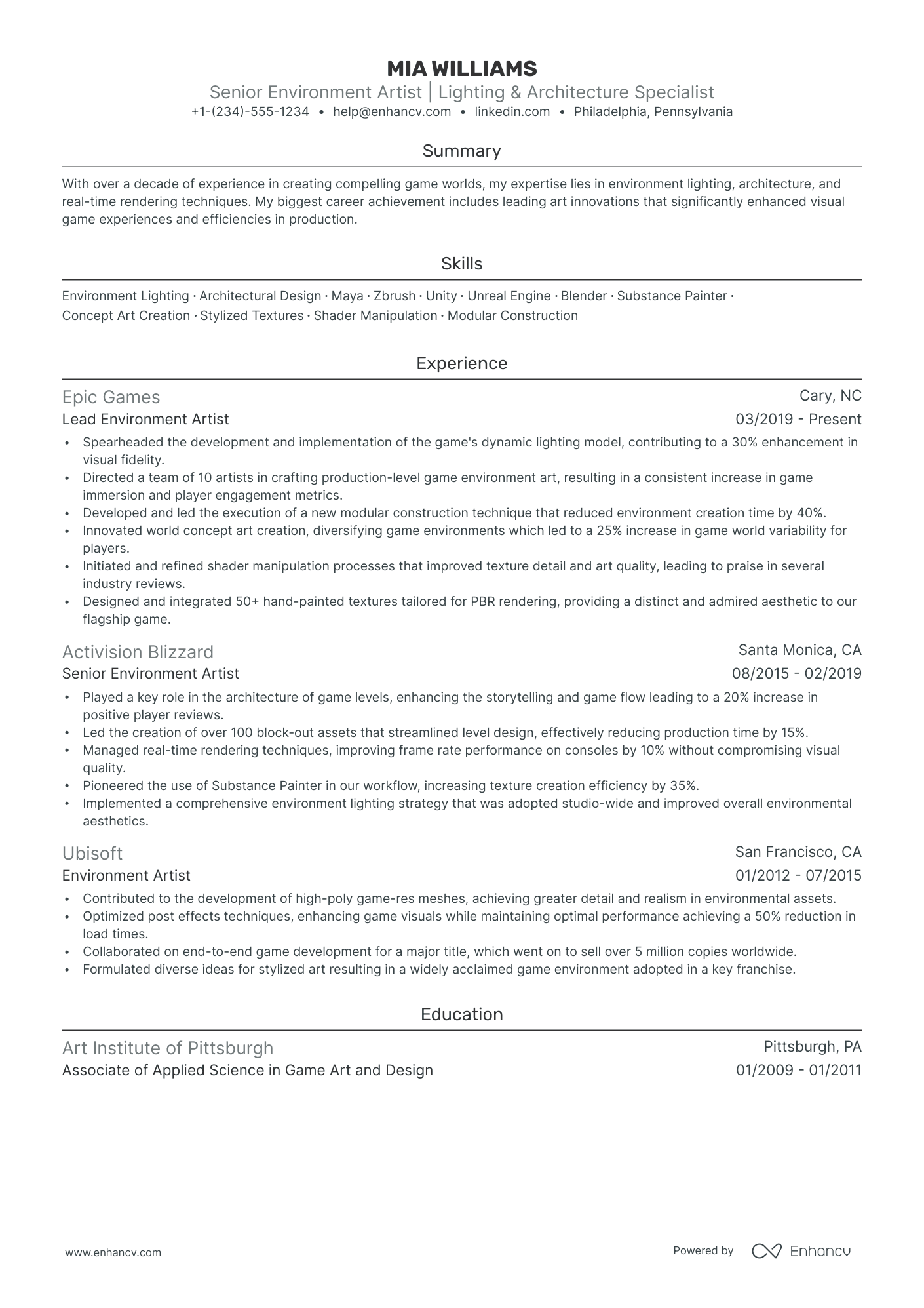 5 3D Artist Resume Examples & Guide for 2024