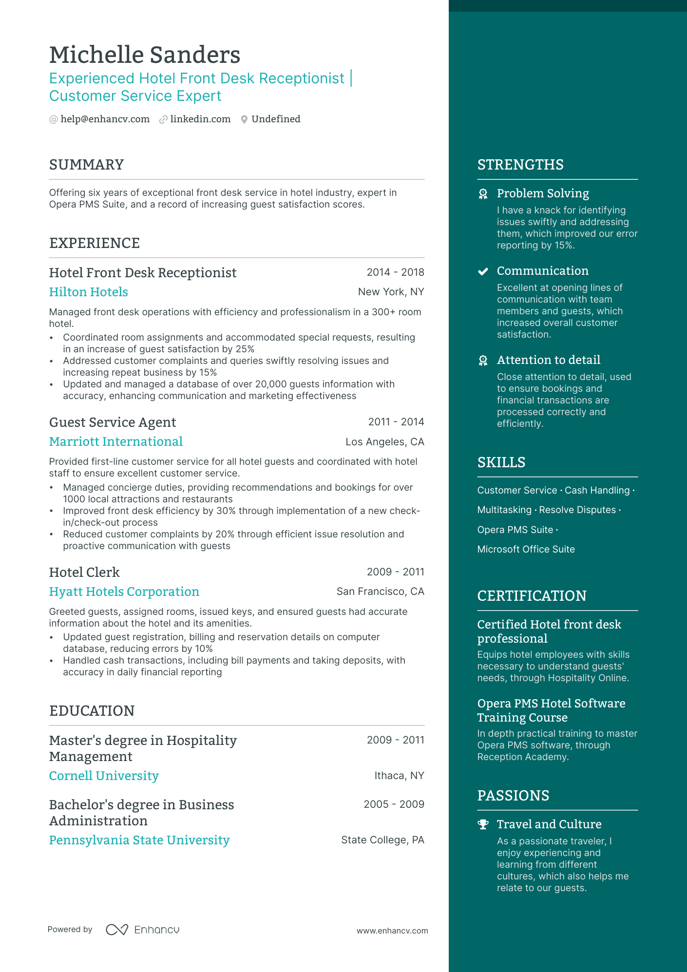 5 Hotel Front Desk Receptionist Resume Examples & Guide for 2024