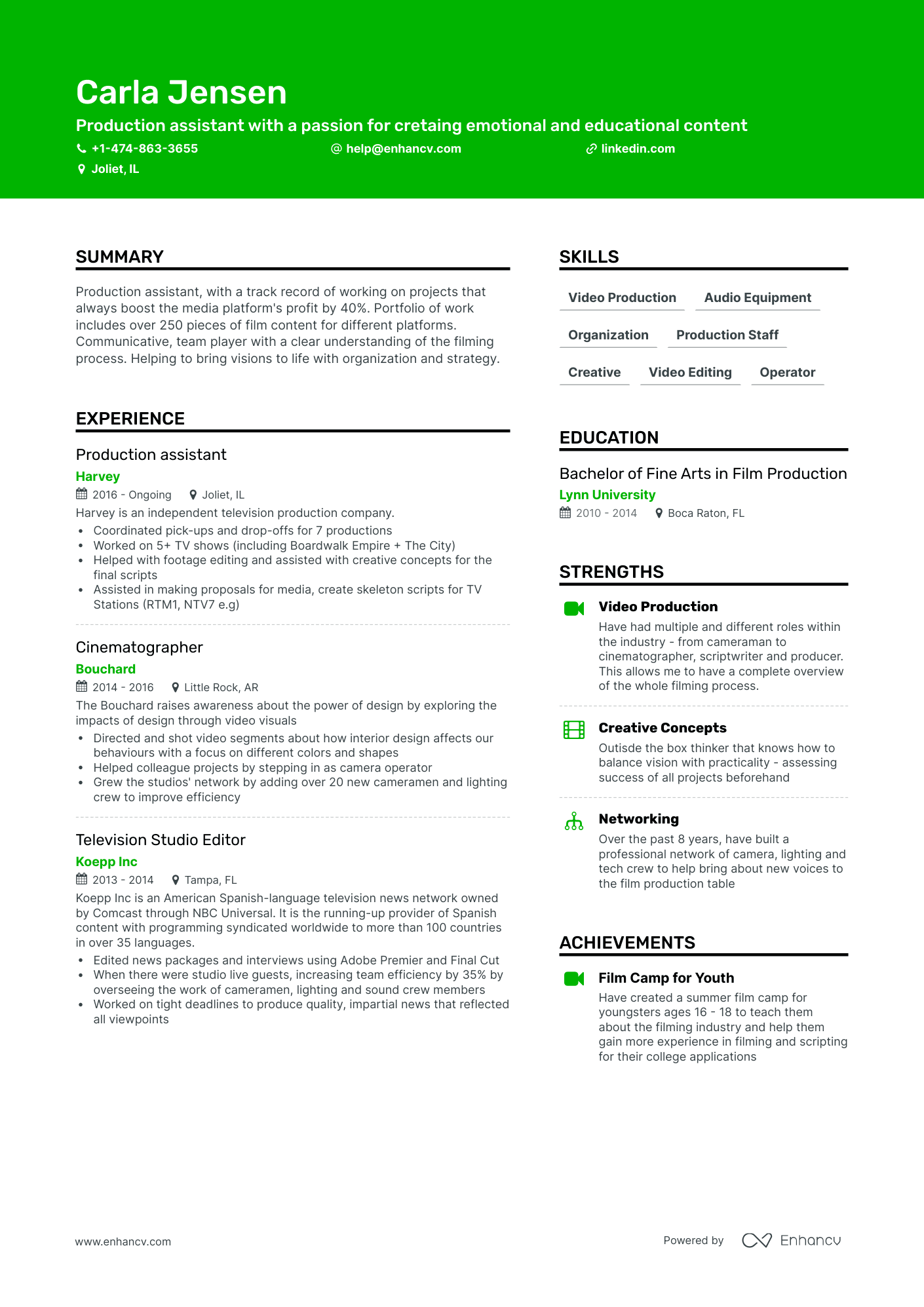 8 Filmmaker Resume Examples & Guide for 2024
