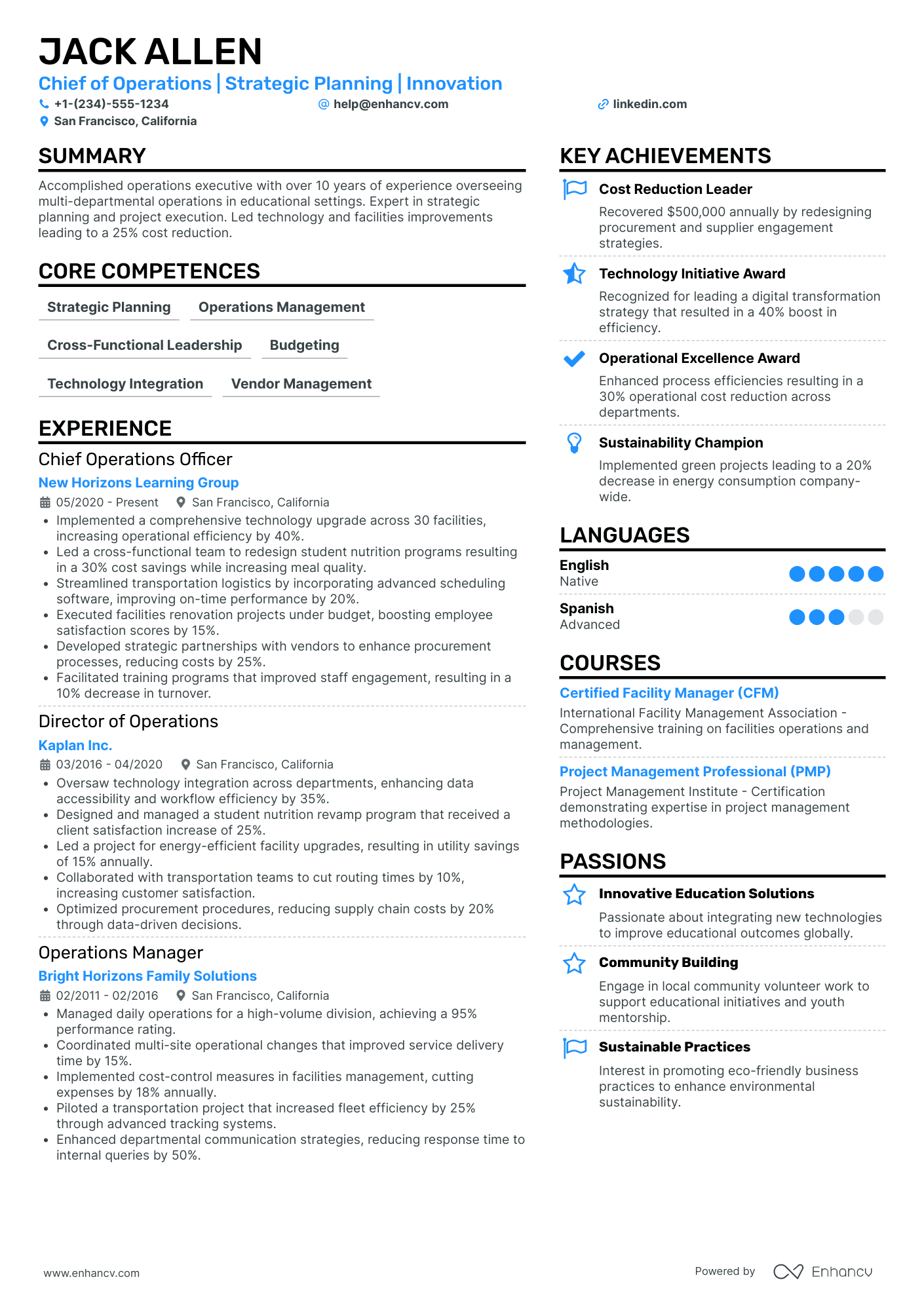 23 Chief Operating Officer (COO) Resume Examples & Guide for 2026
