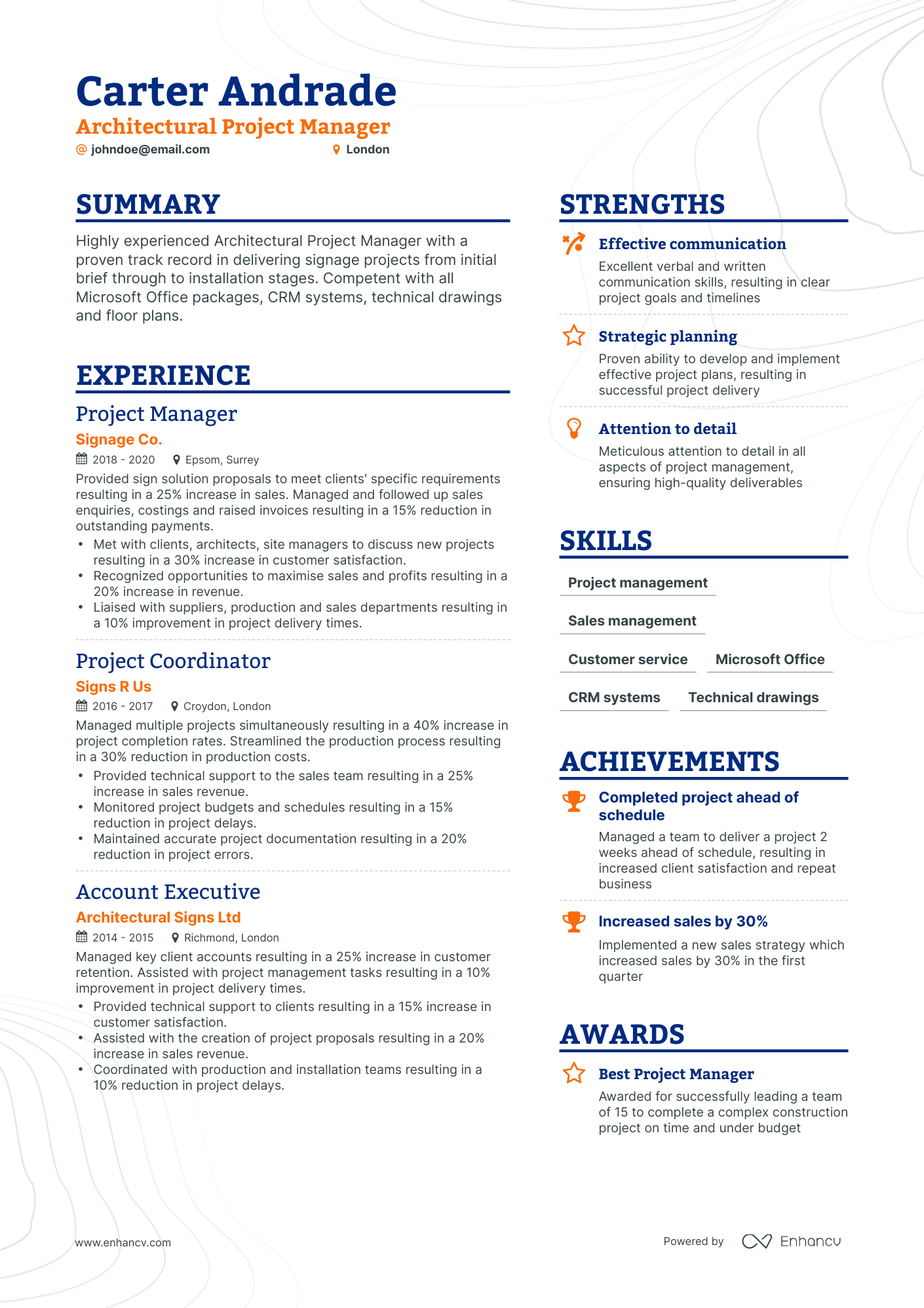 5 Architectural Project Manager Resume Examples & Guide for 2023