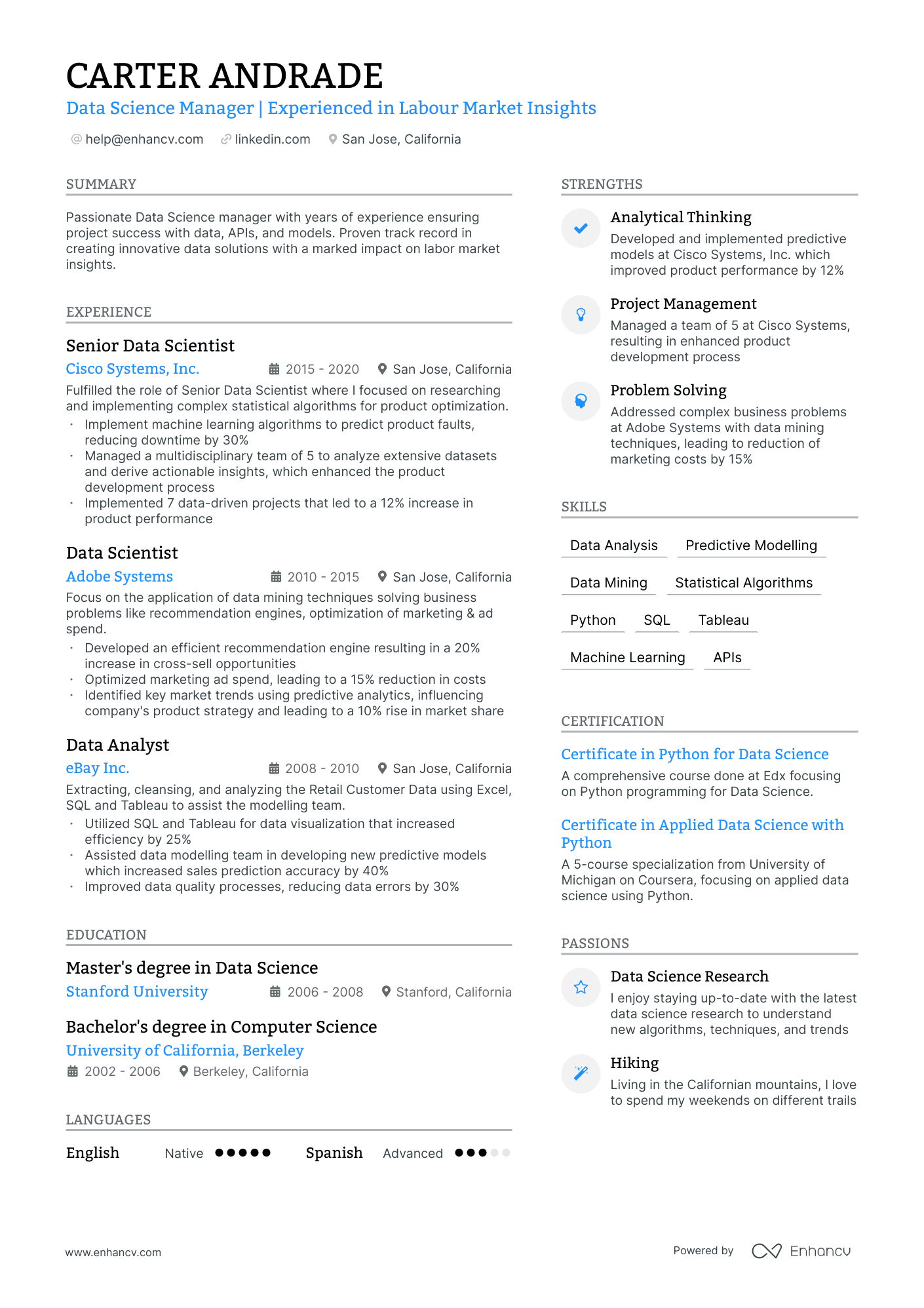 5 Data Science Manager Resume Examples & Guide for 2024