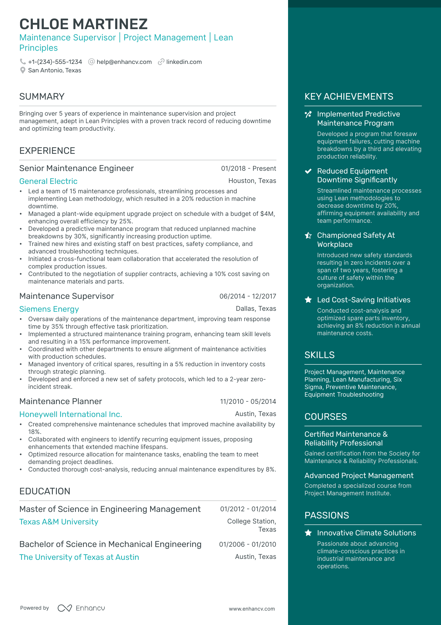 10 Maintenance Manager Resume Examples & Guide for 2026