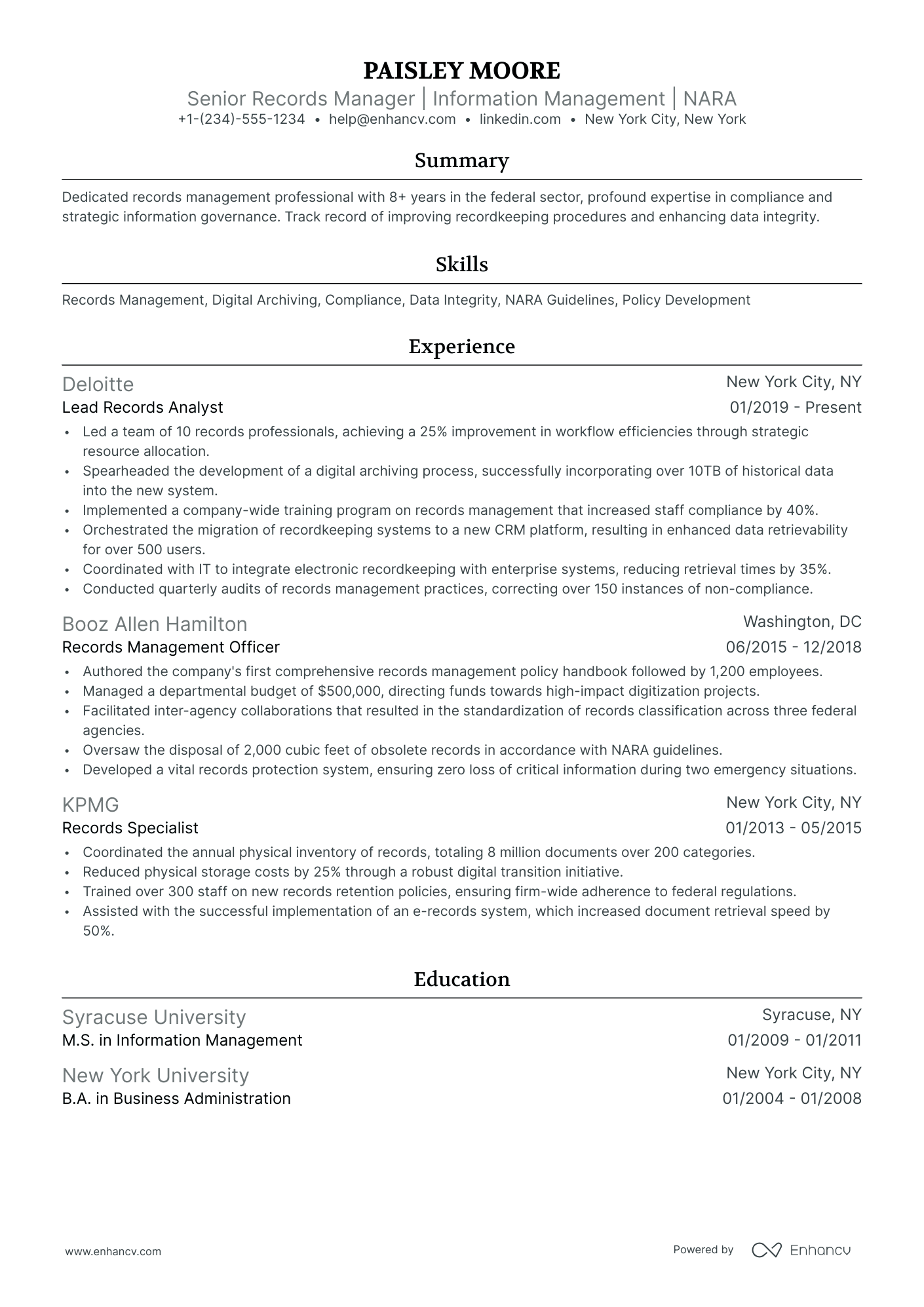 10 Records Manager Resume Examples & Guide for 2026