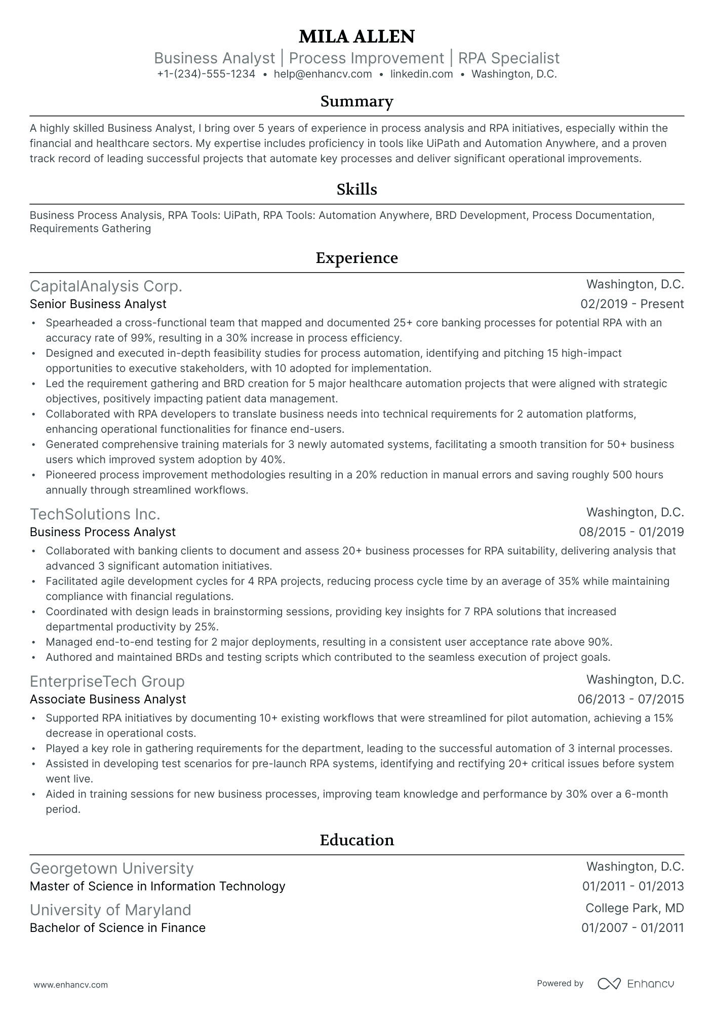 10 RPA Business Analyst Resume Examples & Guide for 2026