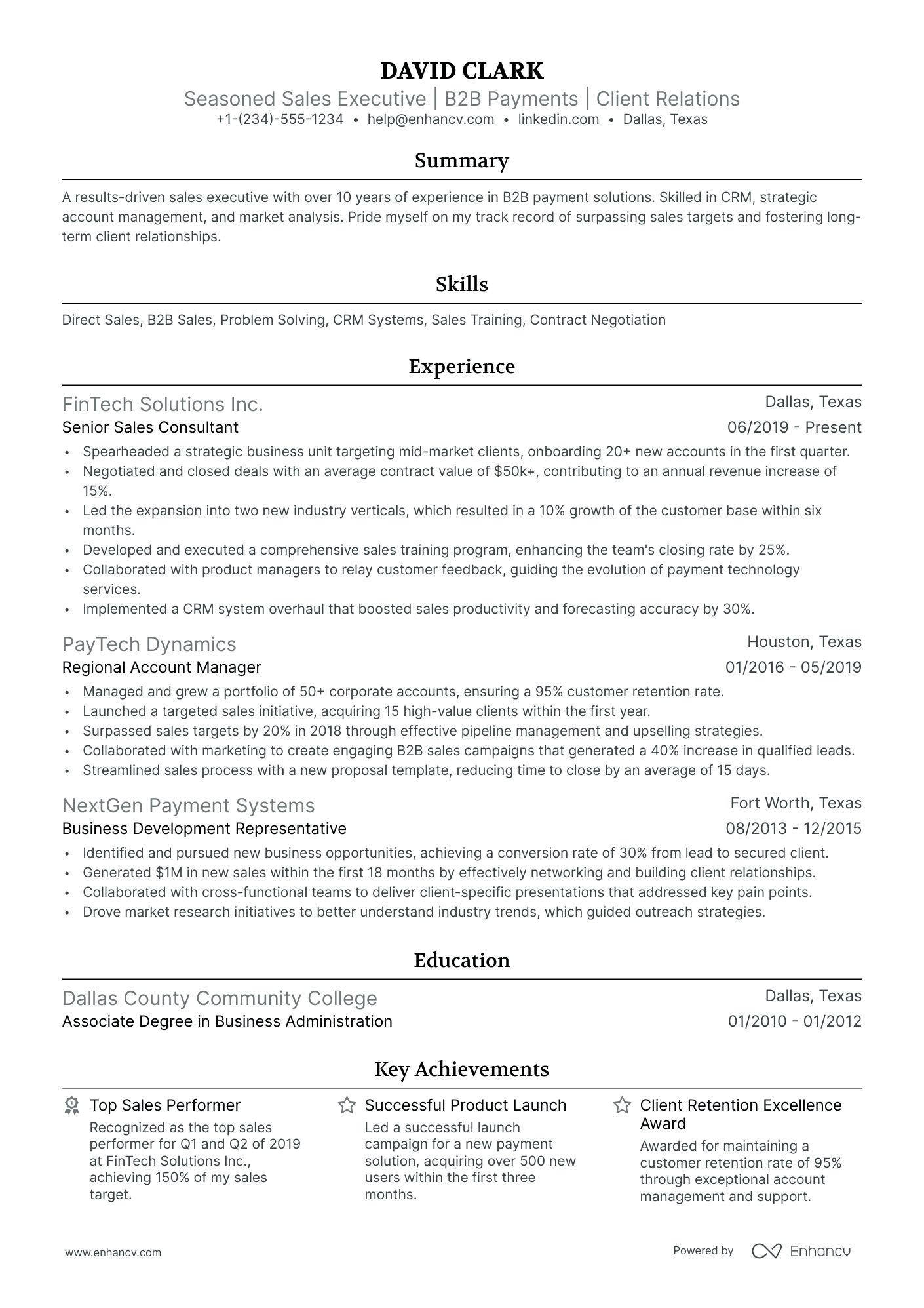 10 B2B Sales Resume Examples & Guide for 2025