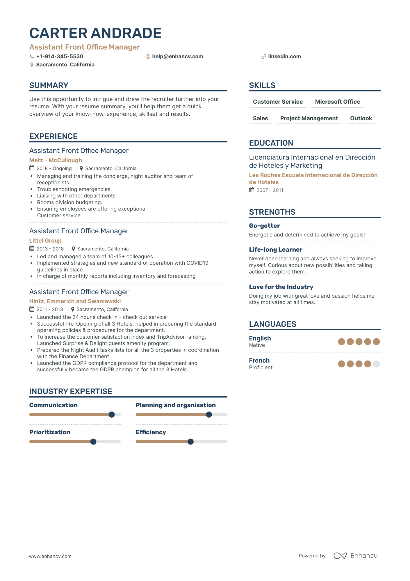 Assistant Front Office Manager Resume Examples & Guide for 2023 (Layout ...