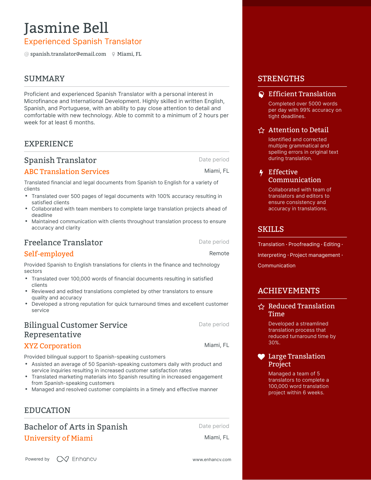 5 Spanish Translator Resume Examples & Guide for 2023