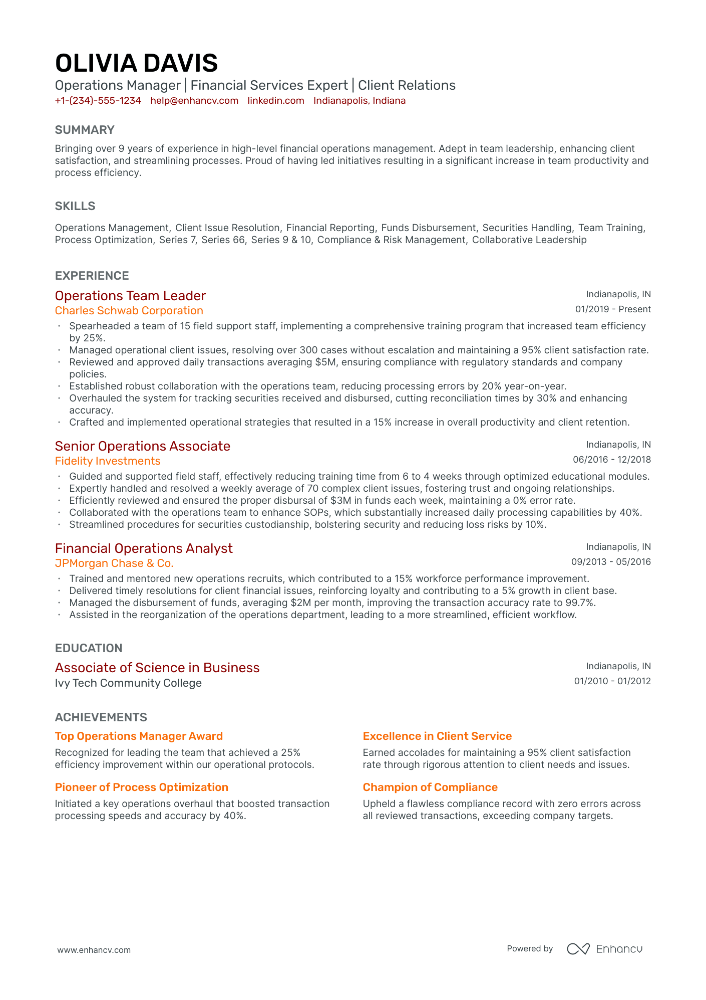 5 Assistant Operations Manager Resume Examples & Guide for 2024
