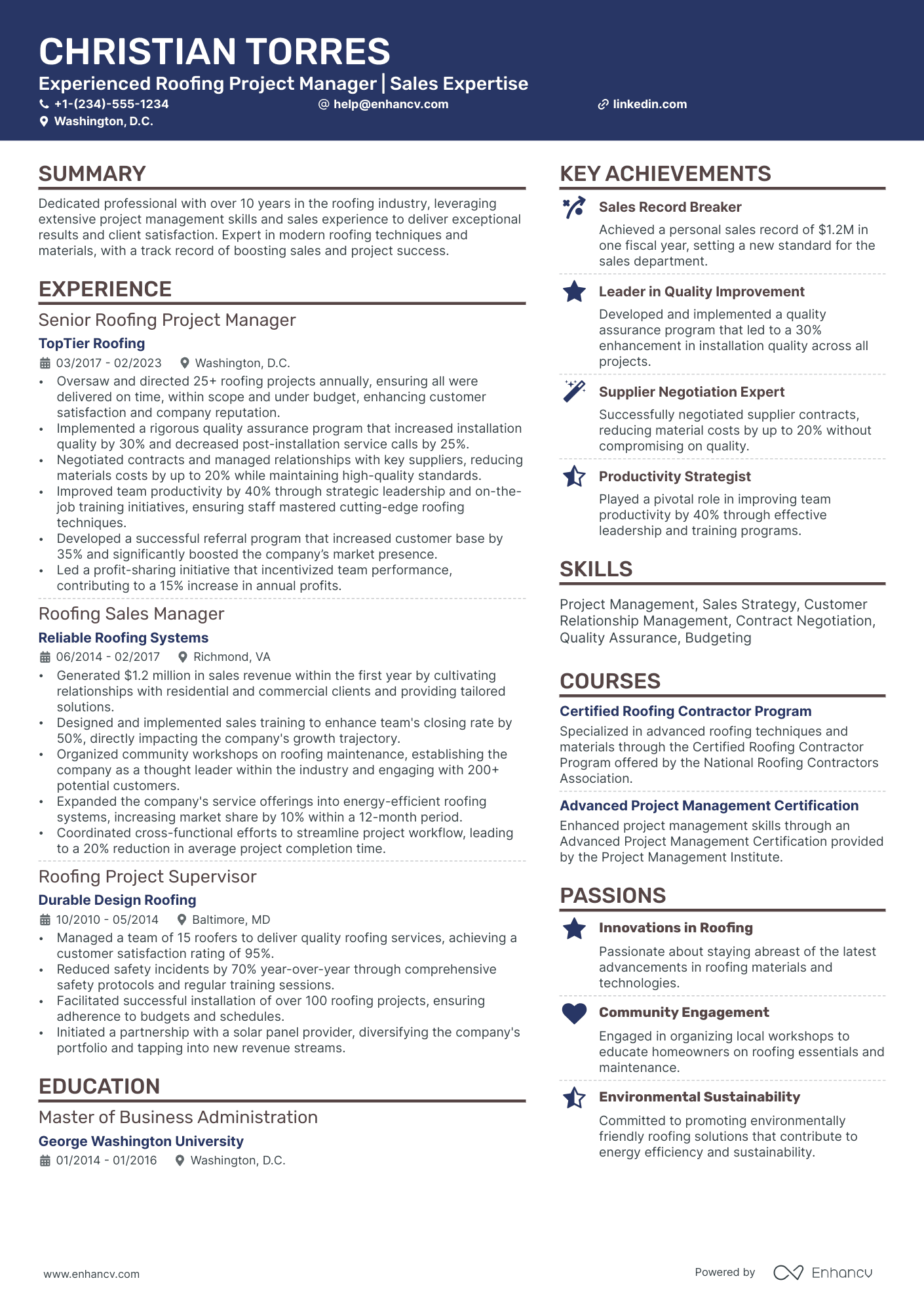 10 Roofing Project Manager Resume Examples & Guide for 2025