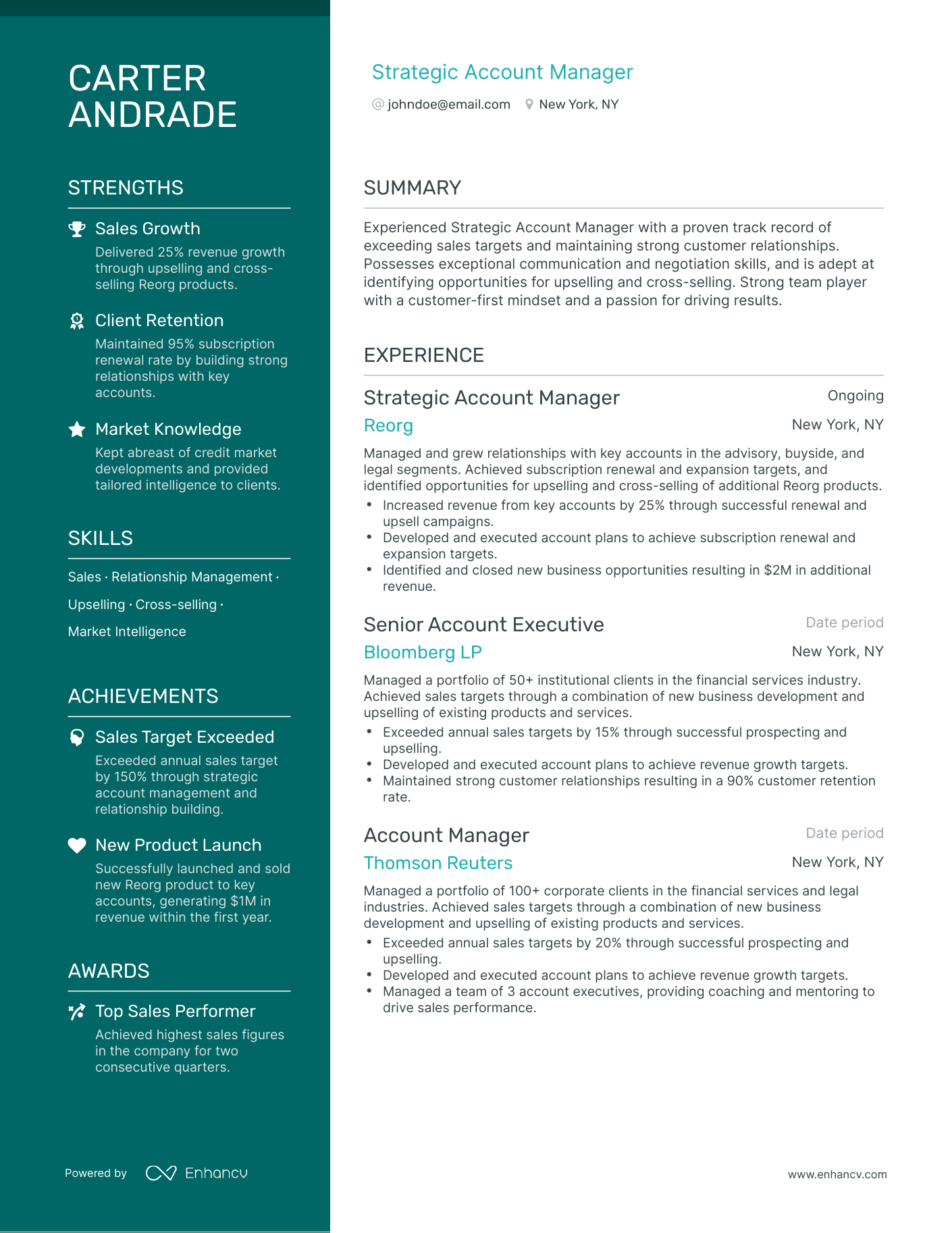 5 Strategic Account Manager Resume Examples & Guide for 2024