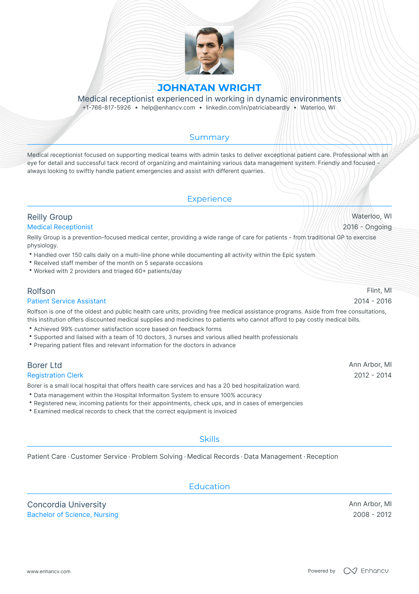 5 Medical Receptionist Resume Examples & Guide For 2024
