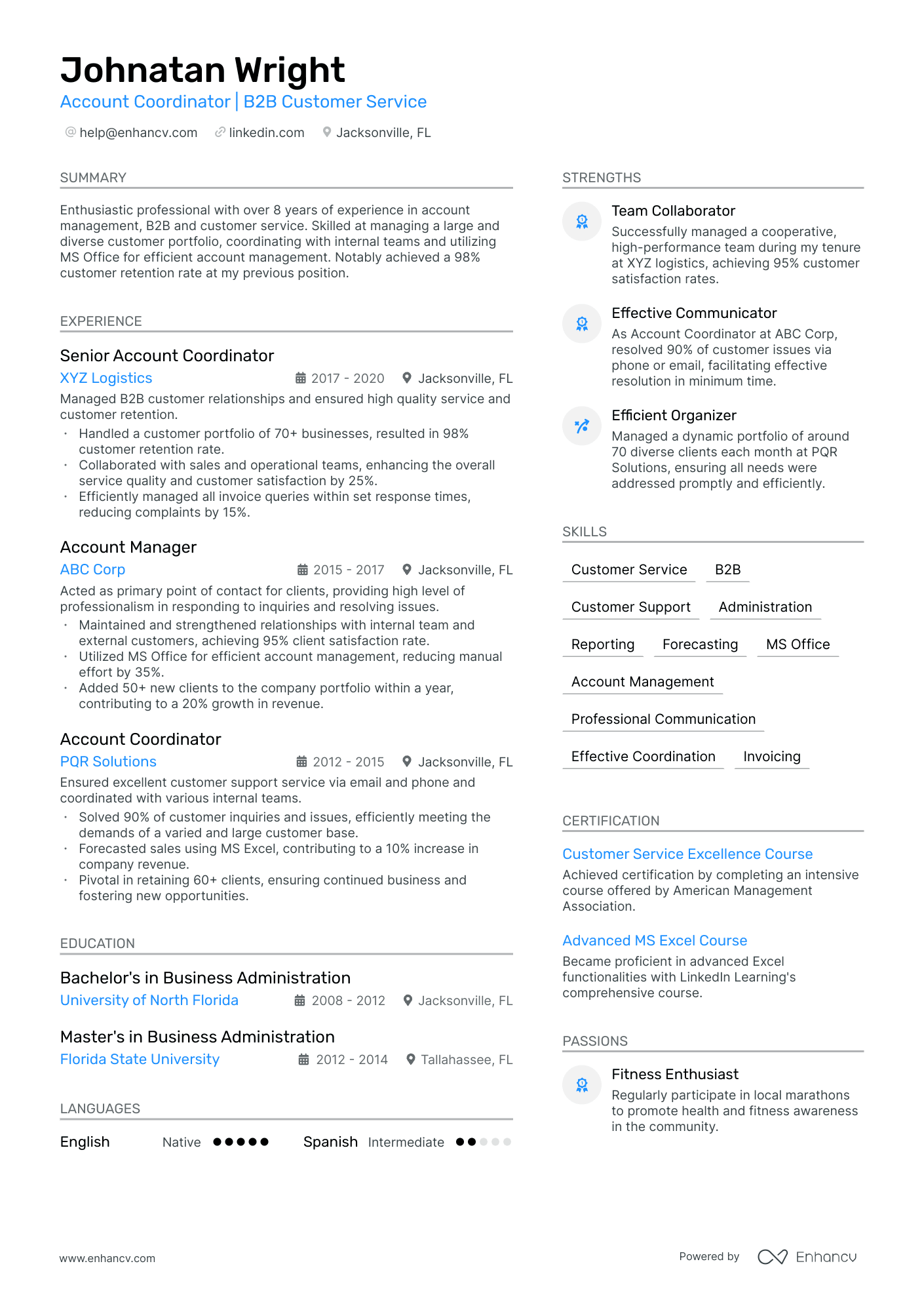 5 Account Coordinator Resume Examples & Guide for 2024