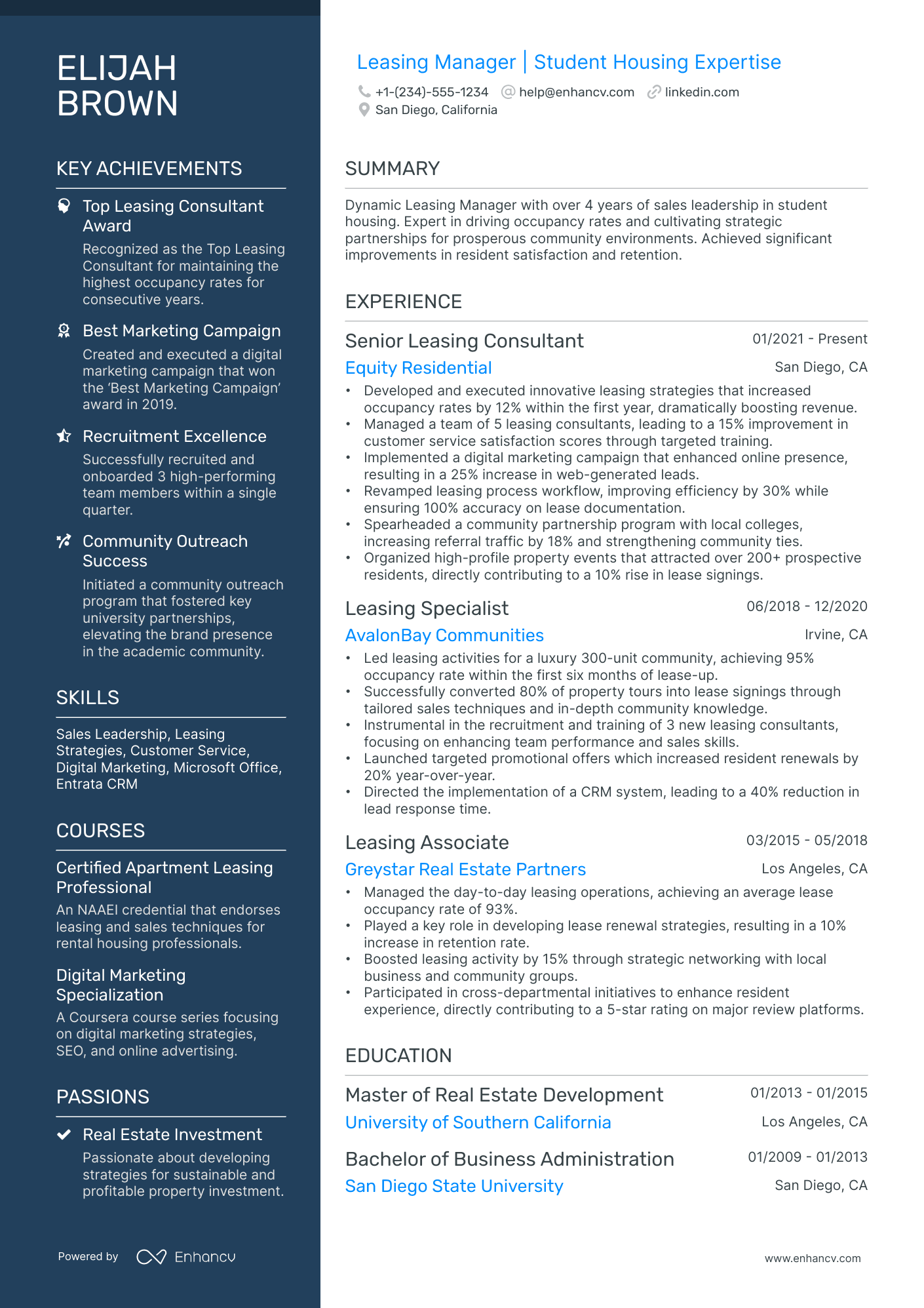 10 Leasing Manager Resume Examples & Guide for 2025