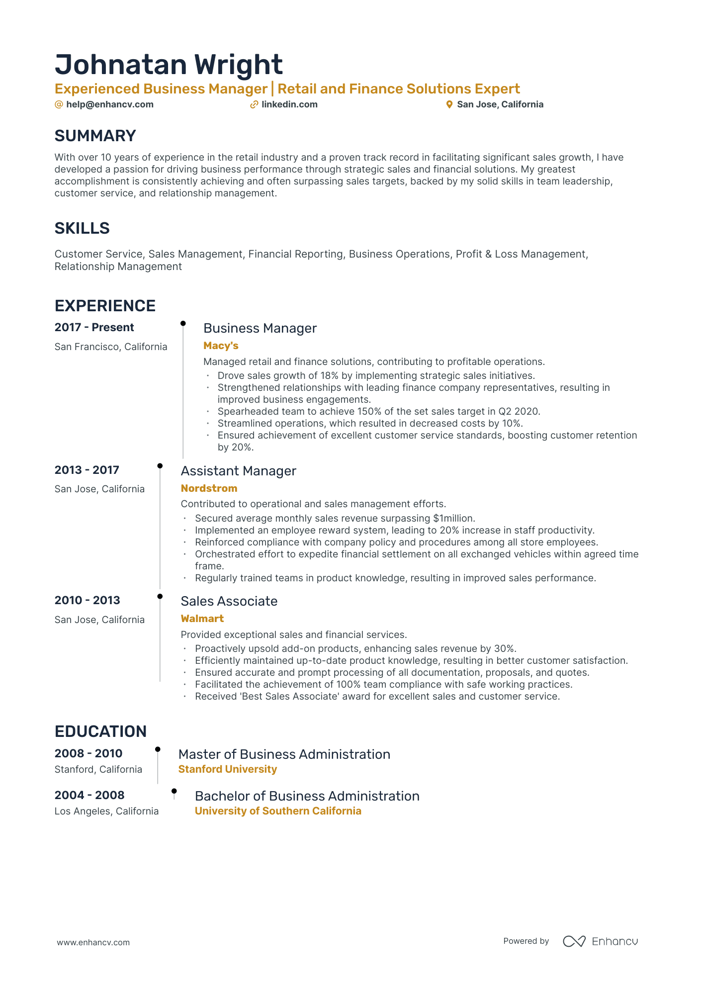 10 Business Manager Resume Examples & Guide for 2025