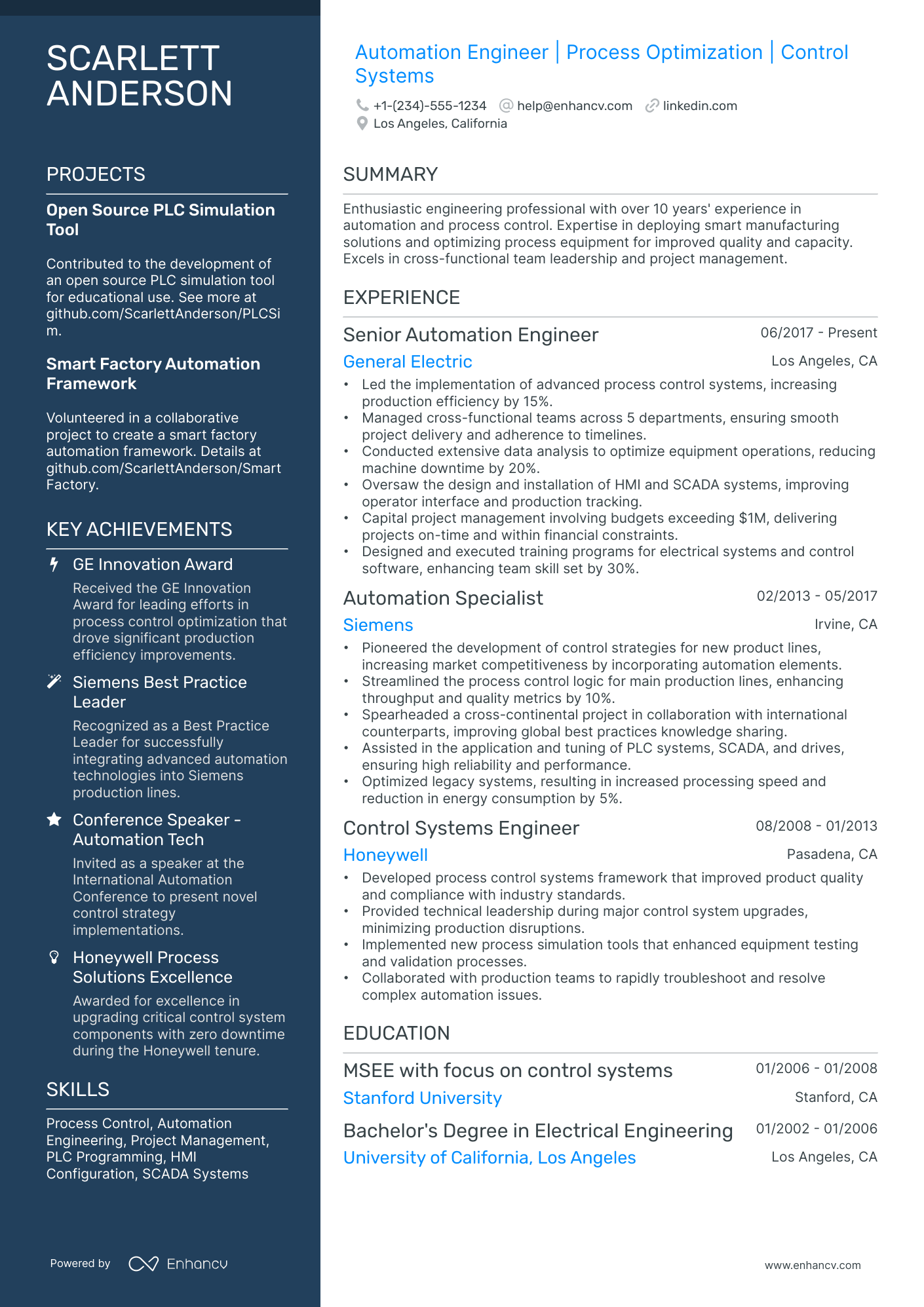 10 Control Systems Engineer Resume Examples & Guide for 2025