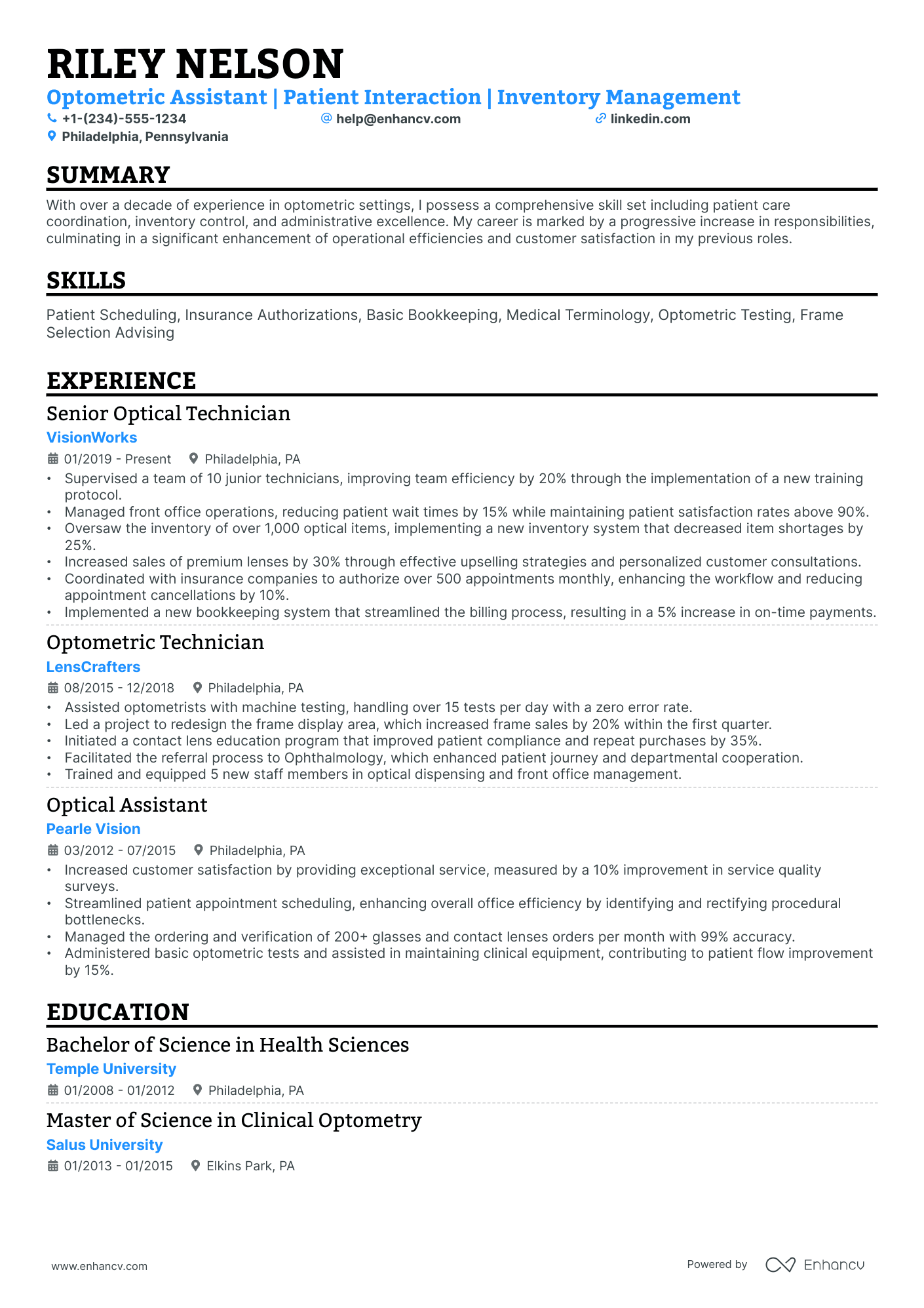 10 Optometrist Resume Examples, Templates & Guide for 2026
