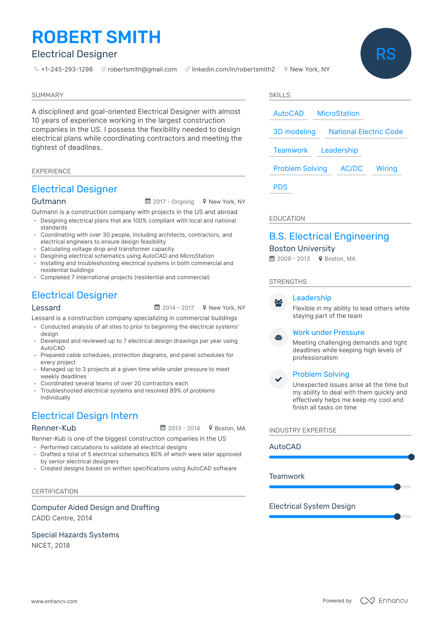 5 Electrical Designer Resume Examples & Guide for 2024
