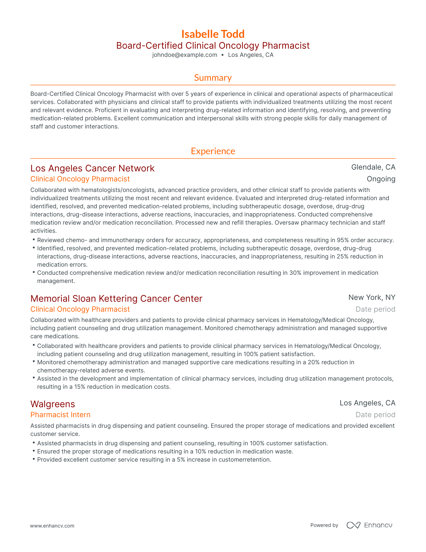 5 Clinical Pharmacist Resume Examples & Guide for 2023