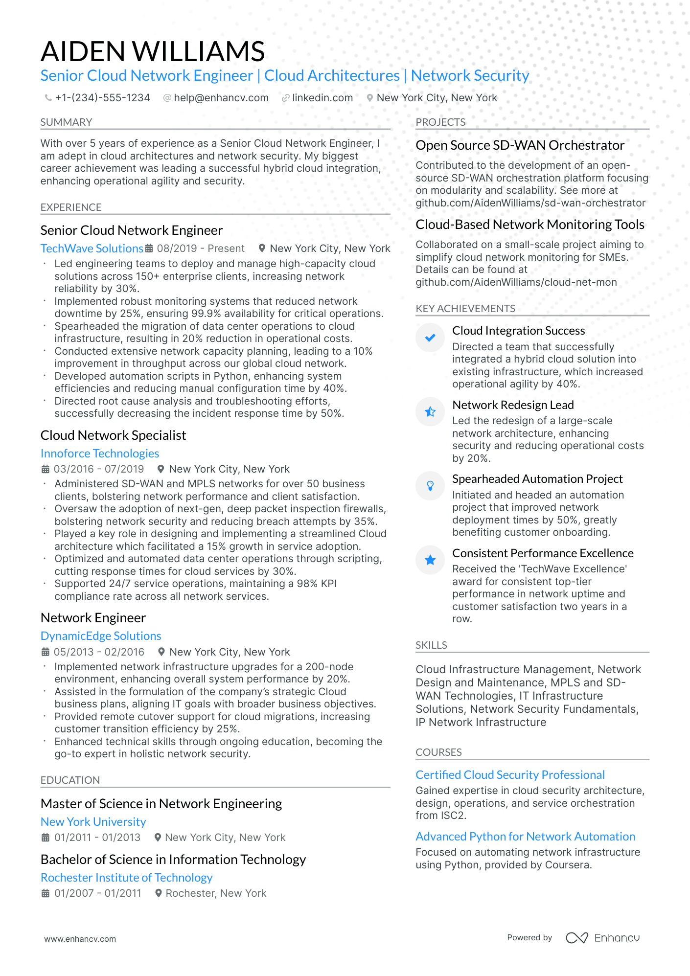 10 Cloud Network Engineer Resume Examples & Guide for 2026