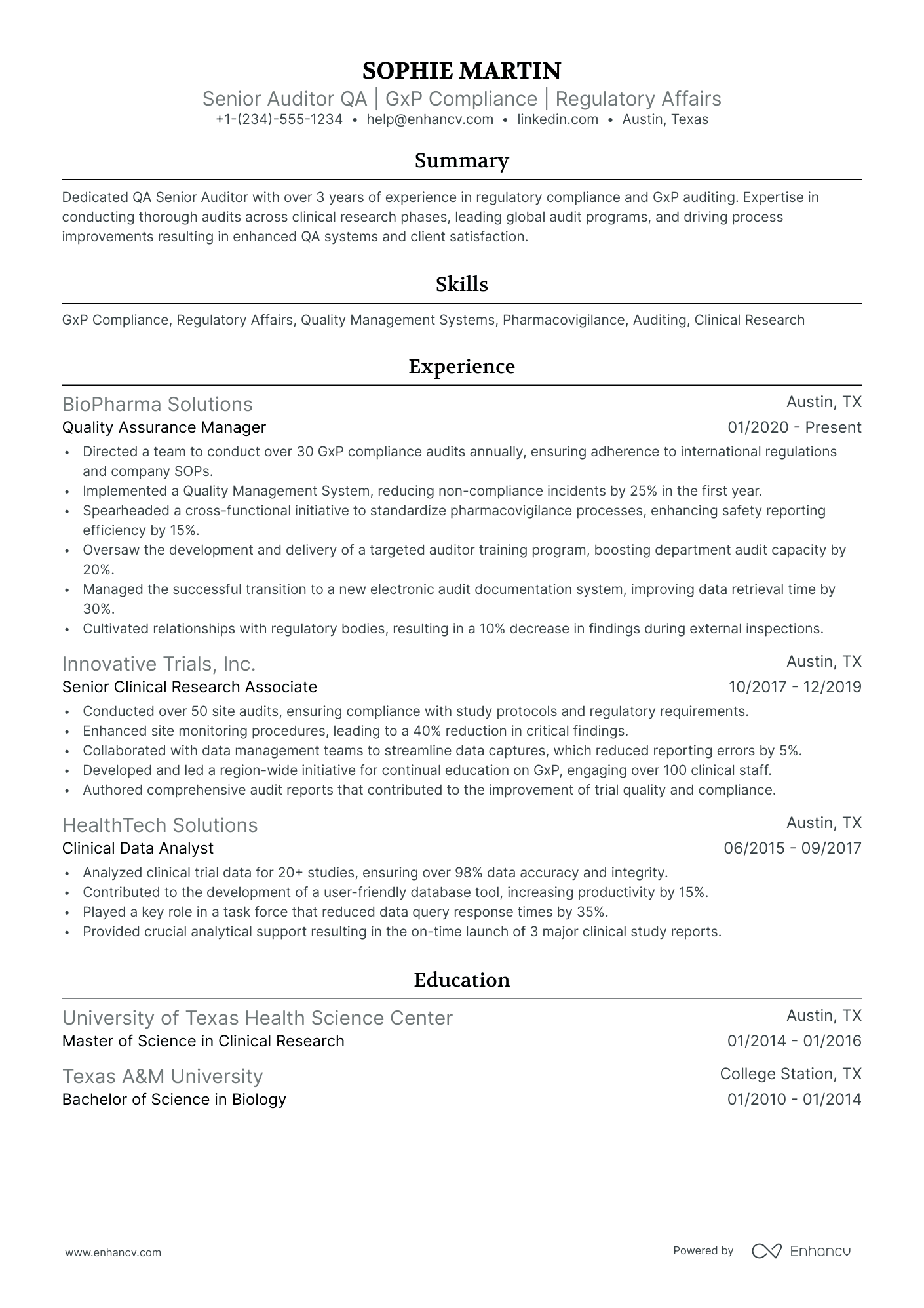 10 Quality Assurance Auditor Resume Examples & Guide for 2026