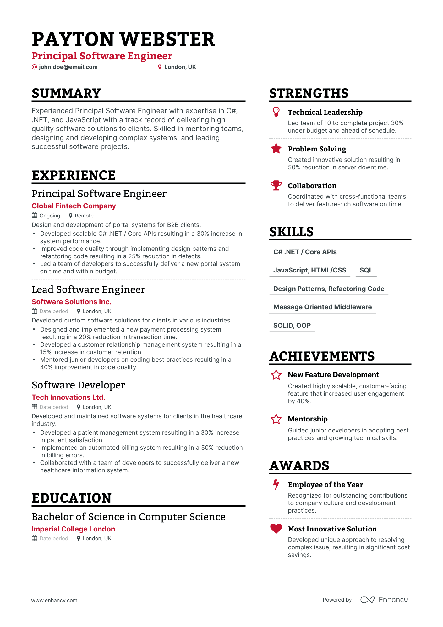 5 Principal Software Engineer Resume Examples & Guide for 2024