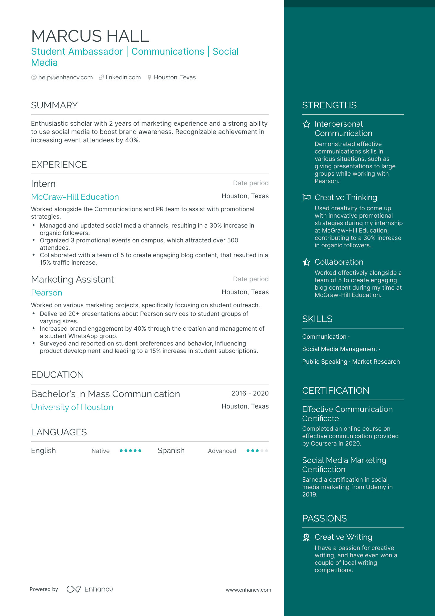 5 Student Ambassador Resume Examples & Guide for 2024