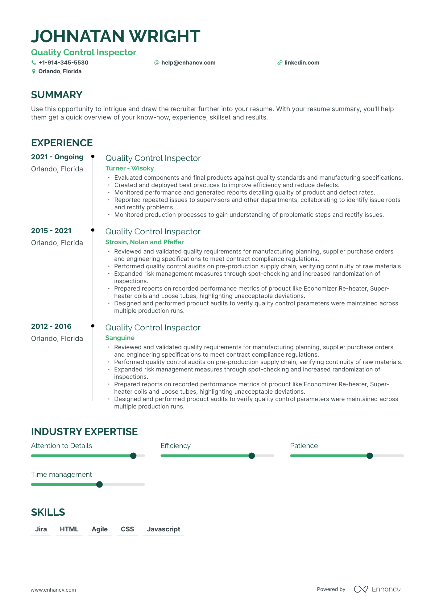Quality Control Inspector Resume Examples & Guide for 2023 (Layout ...