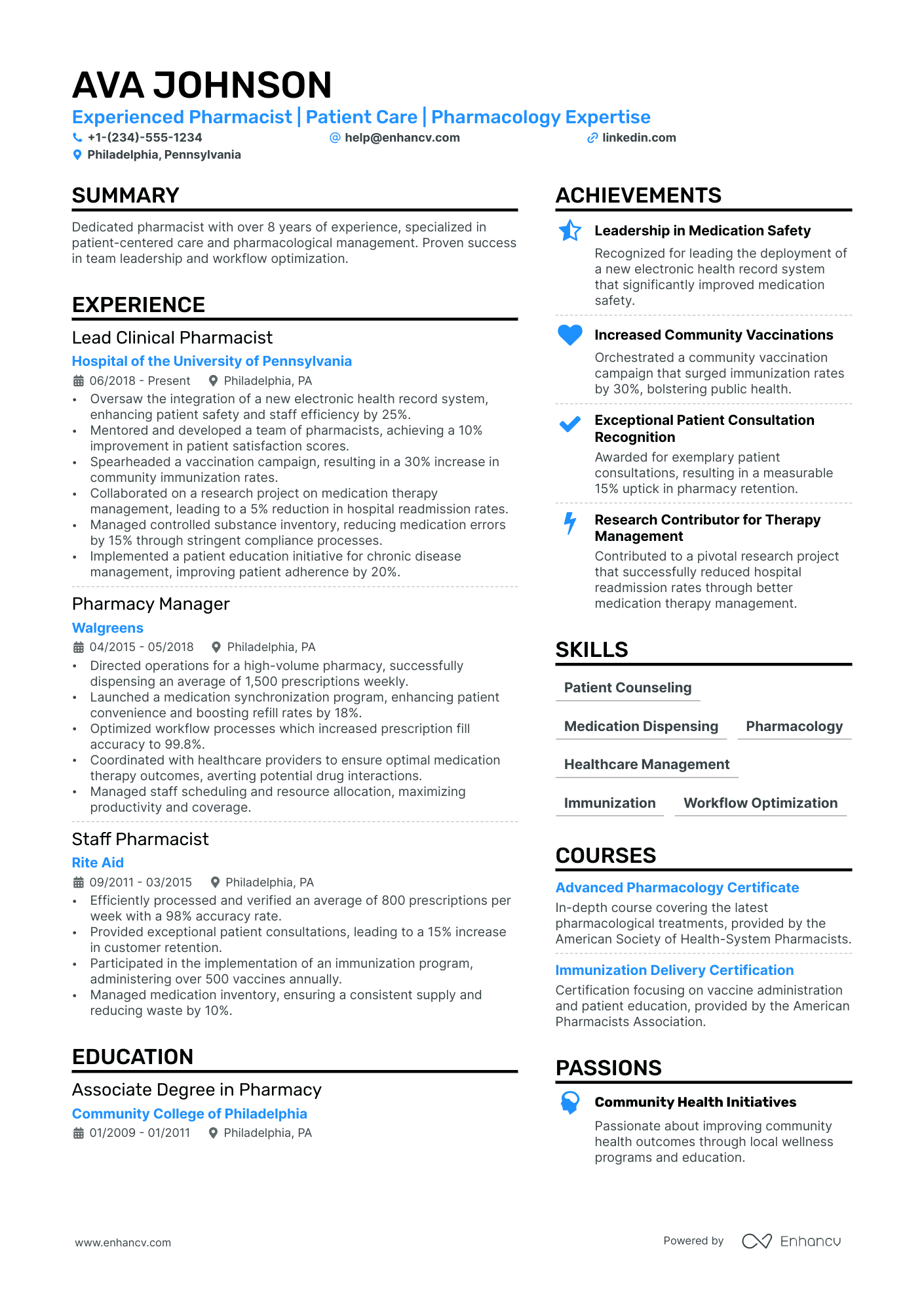 10 Pharmacist Resume Examples & Guide for 2024