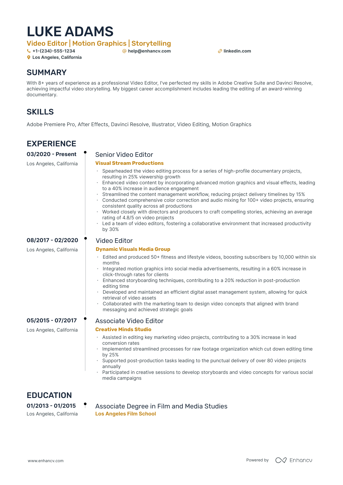 10 Freelance Video Editor Resume Examples & Guide for 2026
