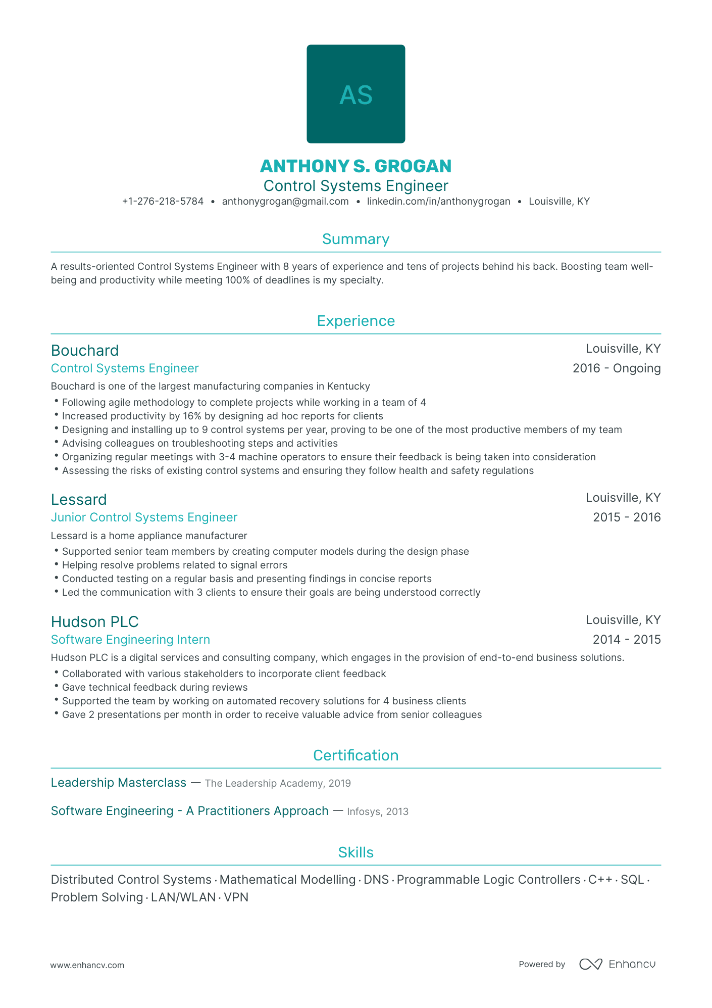 5 Control Systems Engineer Resume Examples & Guide for 2023