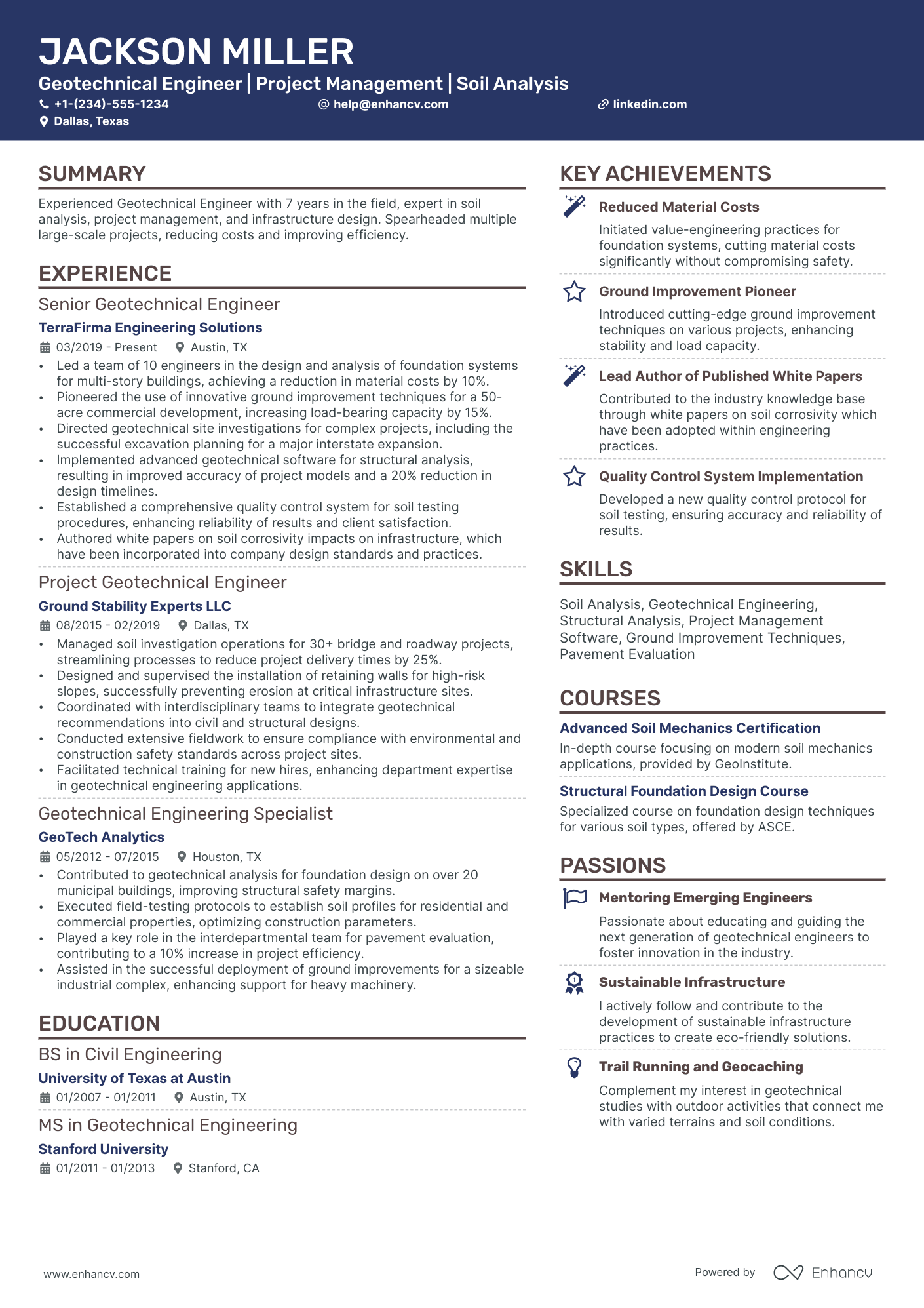 10 Geotechnical Engineering Resume Examples & Guide for 2025