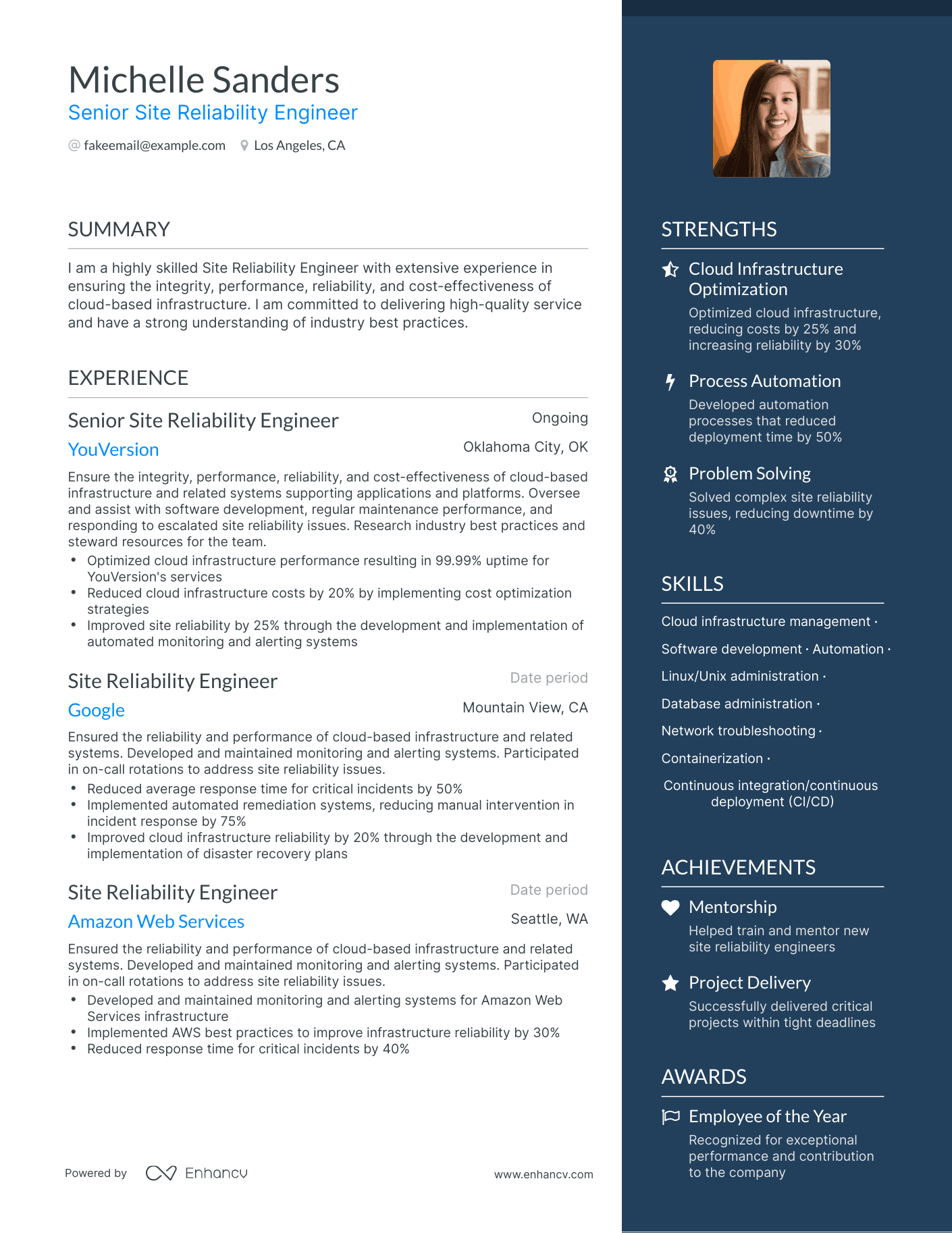 5 Site Reliability Engineer Resume Examples & Guide for 2024
