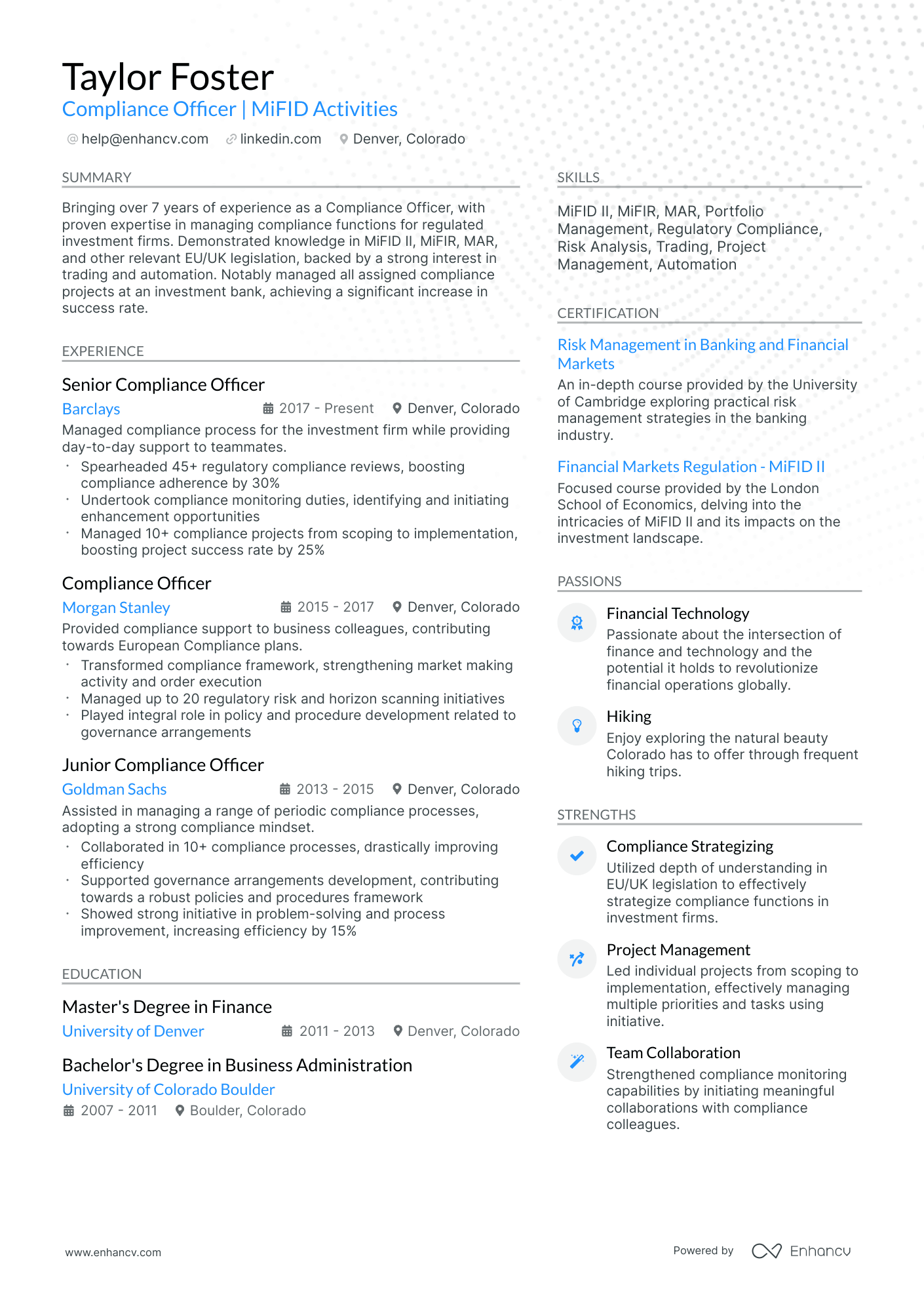 10 Compliance Officer Resume Examples & Guide for 2025