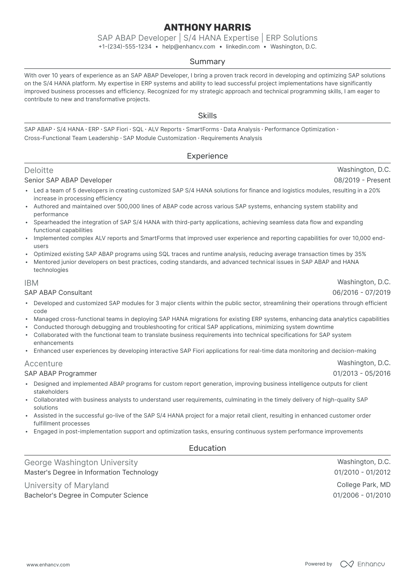 5 SAP Abap Developer Resume Examples & Guide for 2024