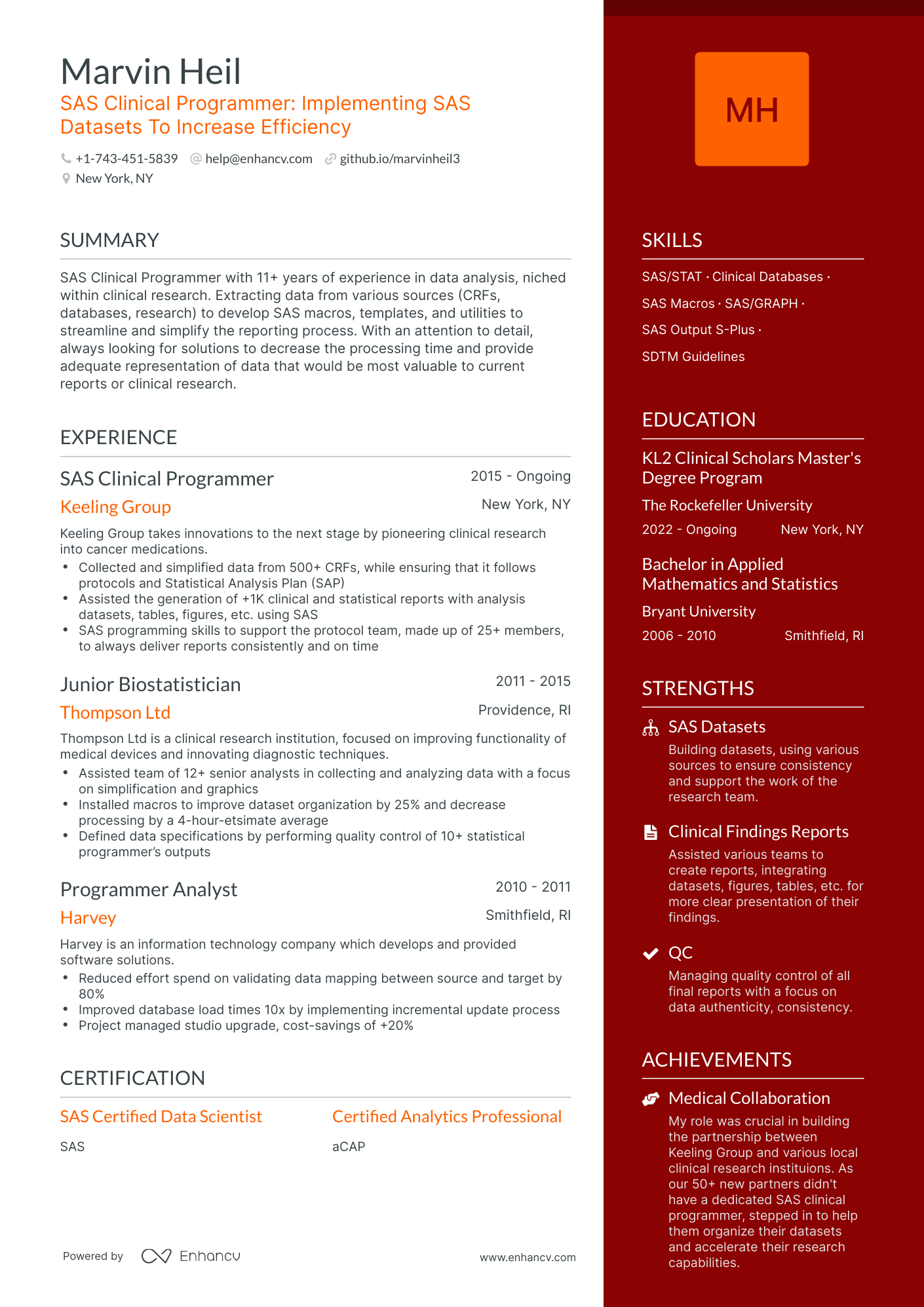 5 SAS Clinical Programmer Resume Examples & Guide for 2023