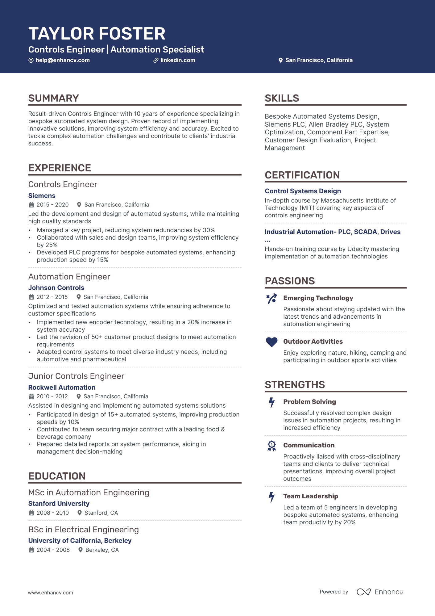 10 Controls Engineer Resume Examples & Guide for 2025