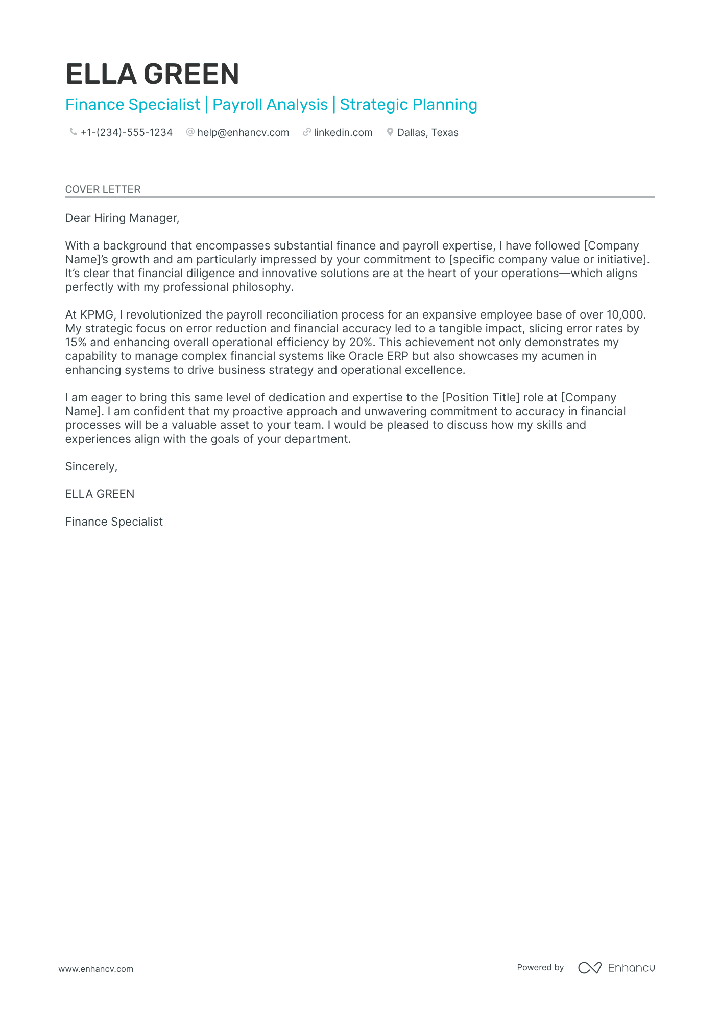13 Professional Finance Manager Cover Letter Examples and Template for ...