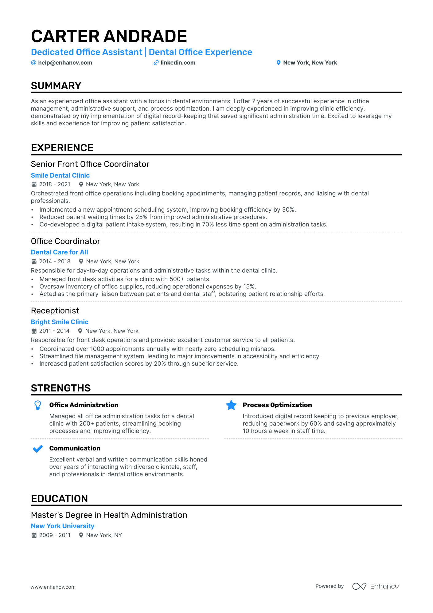 5 Front Office Assistant Resume Examples & Guide for 2024