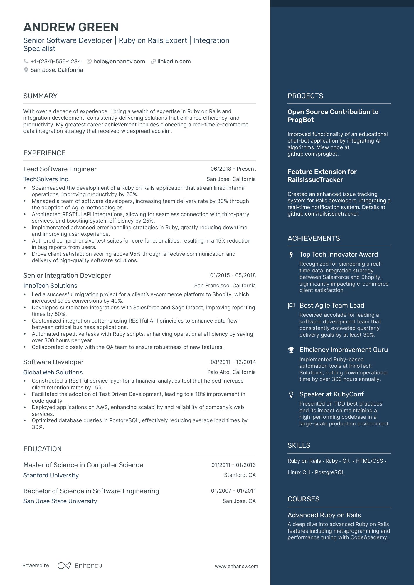 5 Ruby On Rails Developer Resume Examples & Guide for 2024