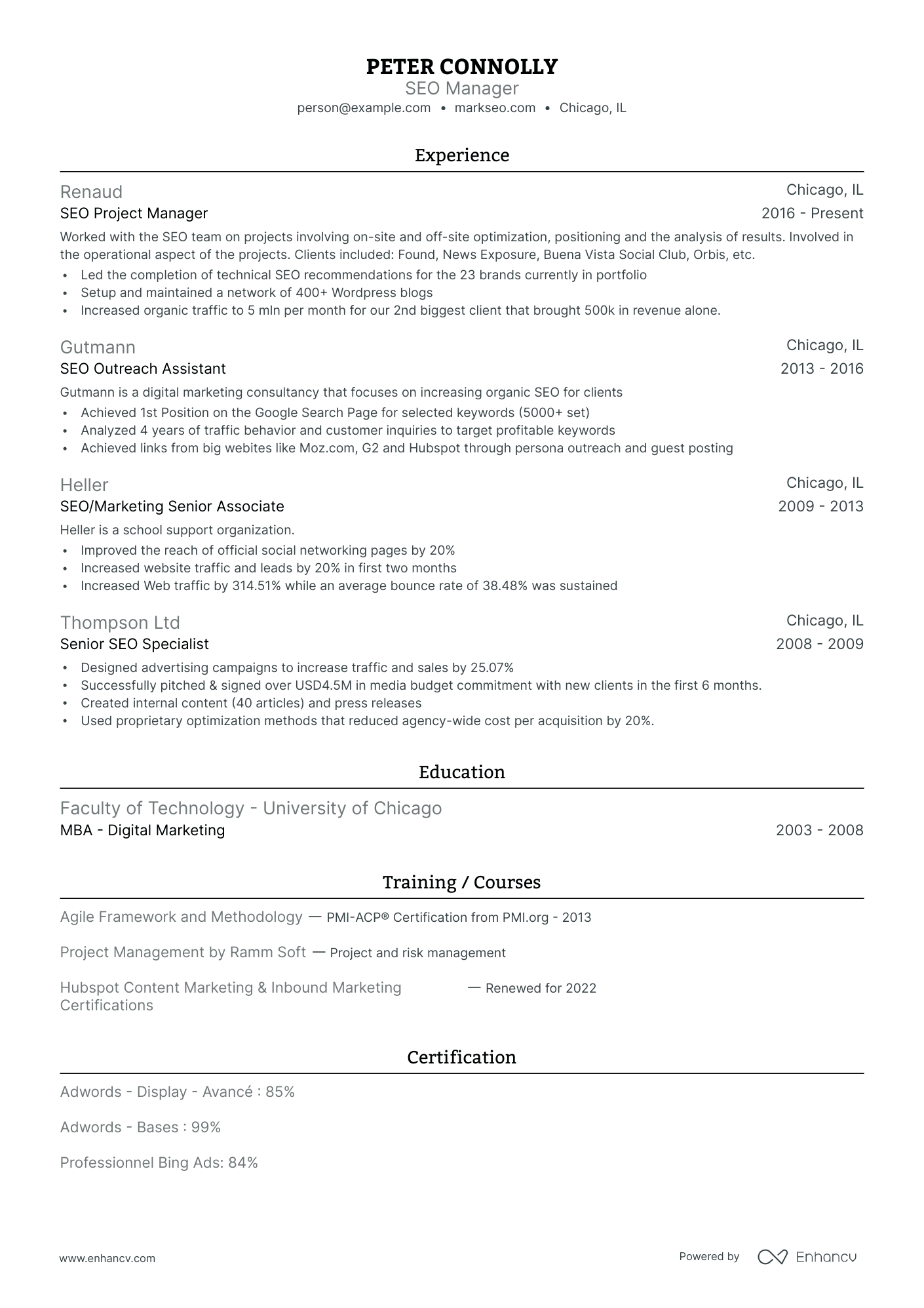 5 SEO Manager Resume Examples & Guide for 2024