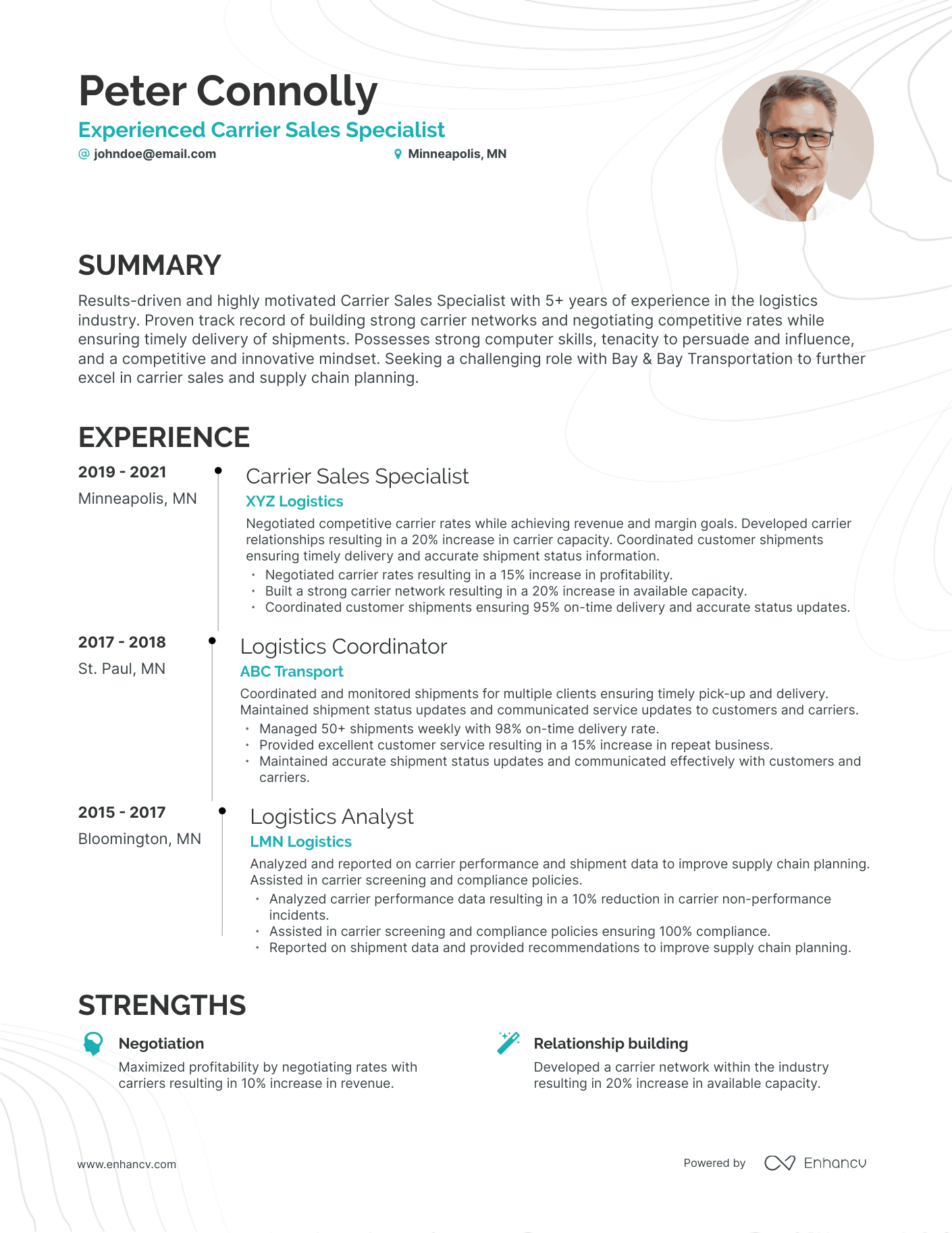 5 Strong Carrier Sales Resume Examples & Guide for 2023