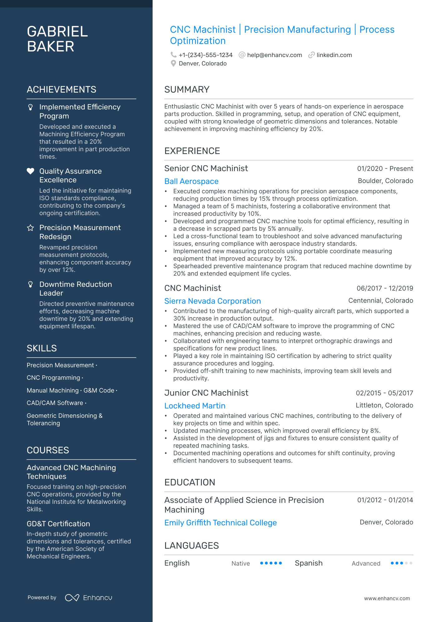 5 Cnc Machinist Resume Examples & Guide for 2024