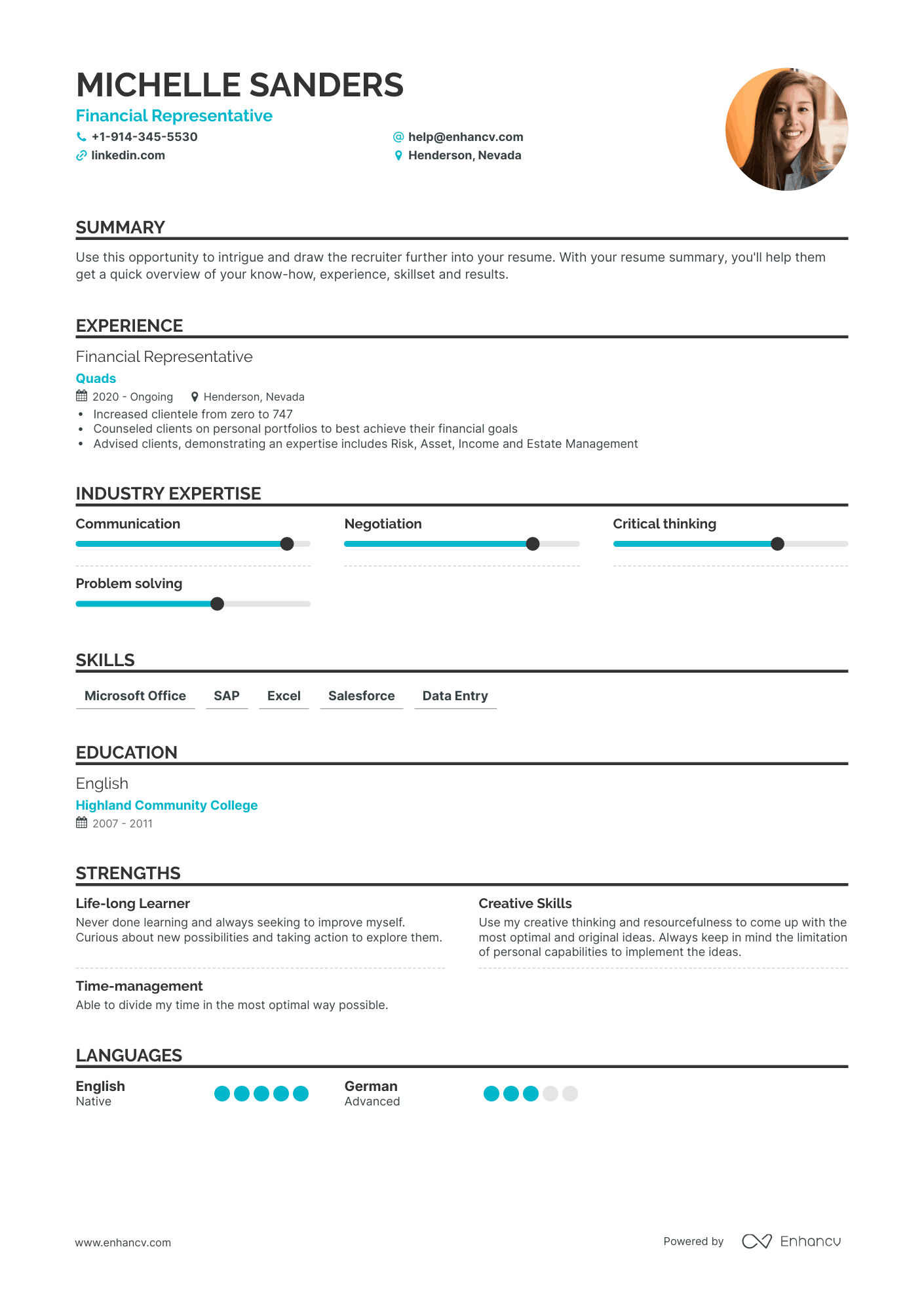 Financial Representative Resume Examples & Guide for 2023 (Layout ...