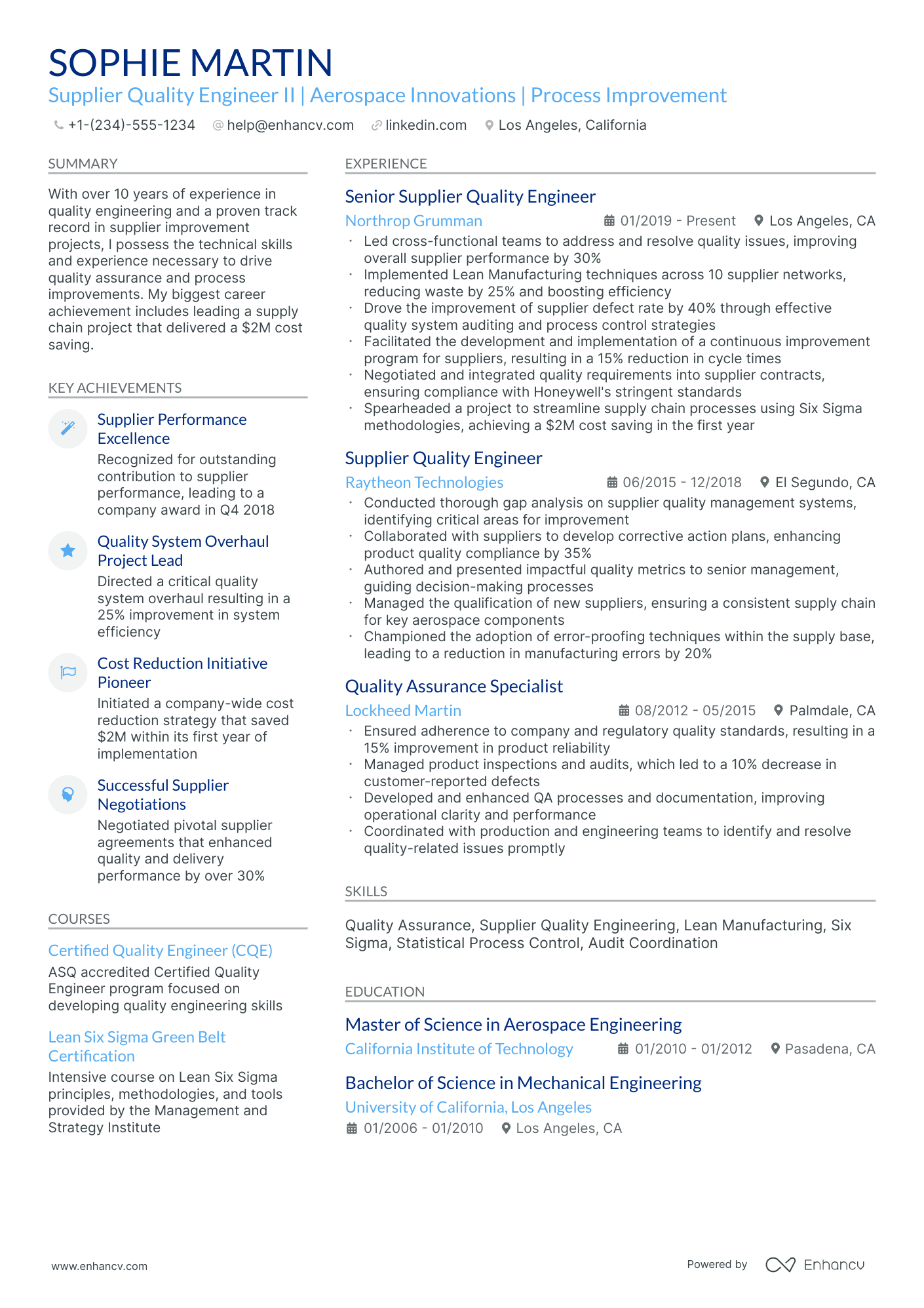 10 Supplier Quality Engineer Resume Examples & Guide for 2026