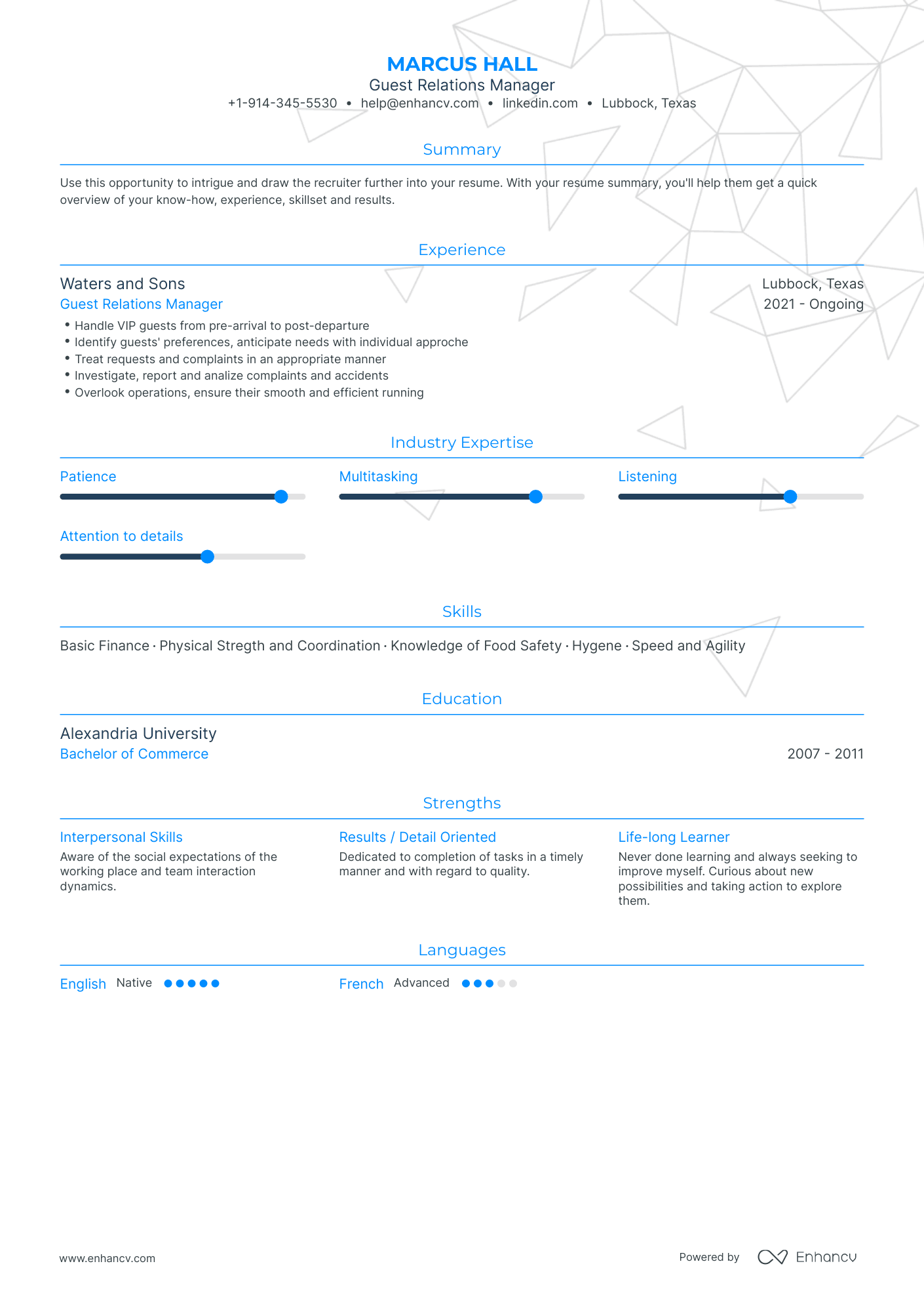 Guest Relations Manager Resume Examples & Guide for 2023 (Layout ...
