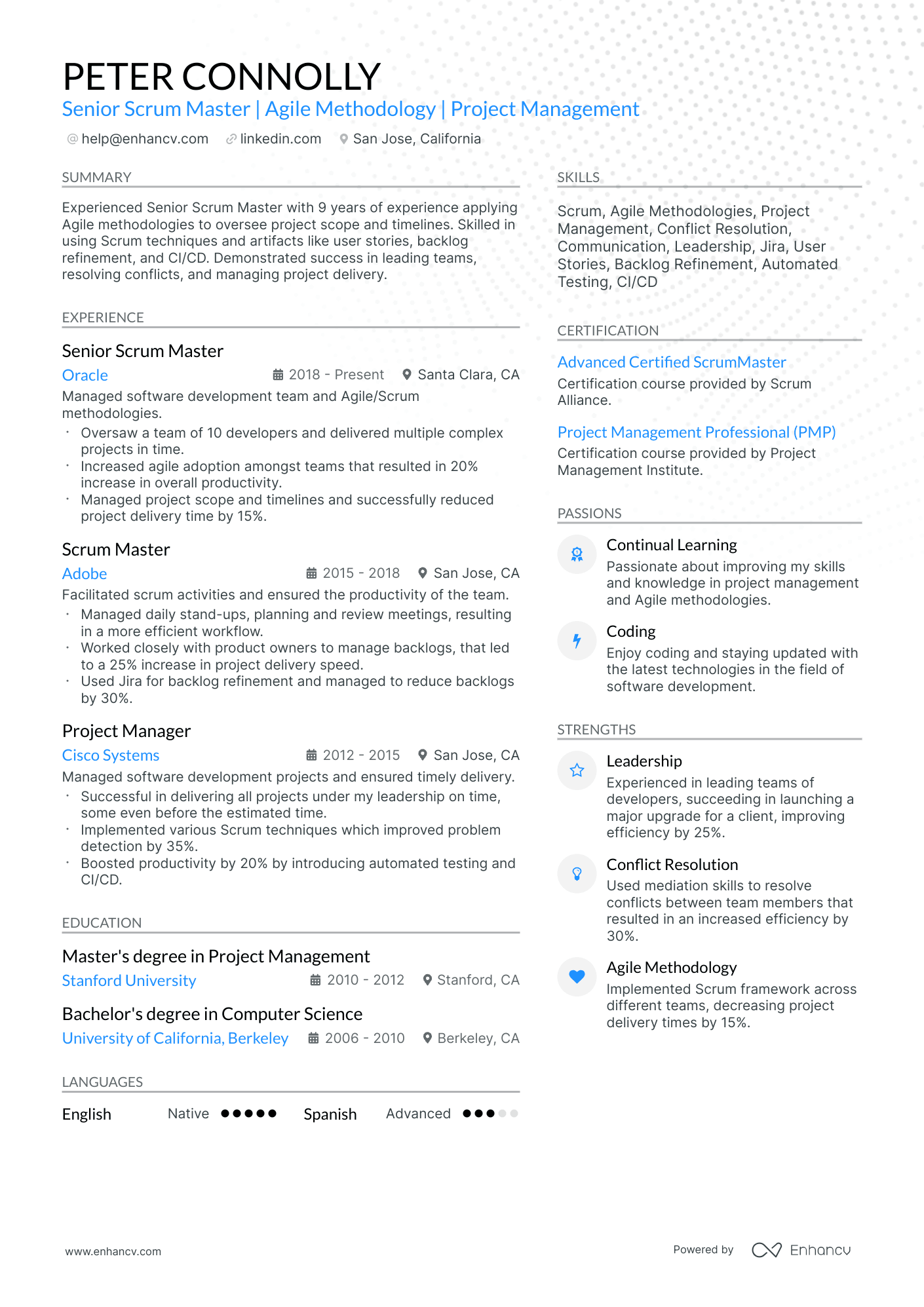 10 Senior Scrum Master Resume Examples & Guide for 2026