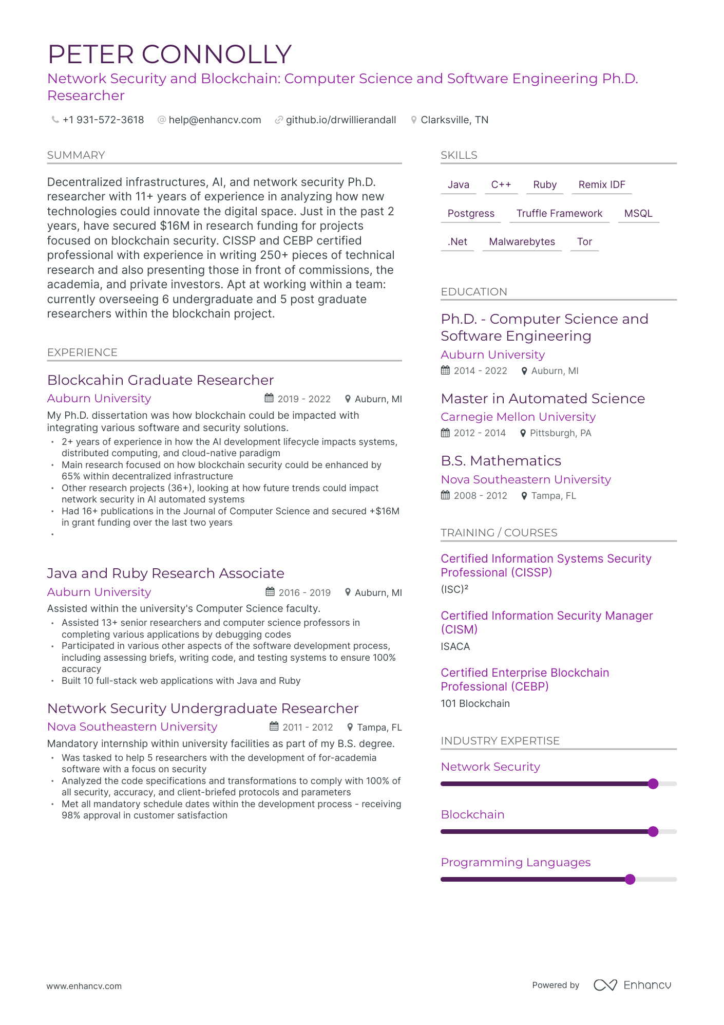 9 PhD Resume Examples & Guide for 2024