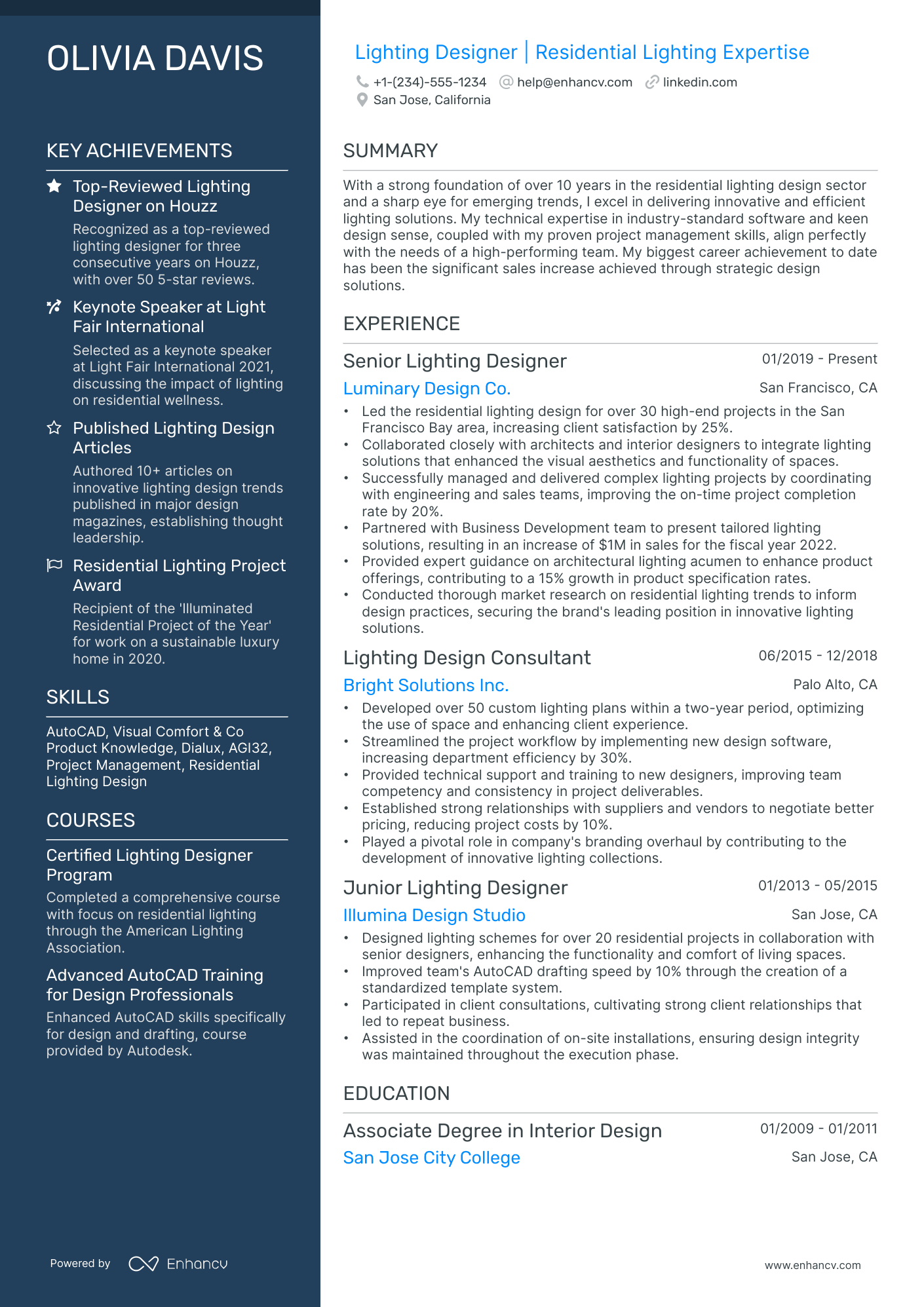 10 Lighting Designer Resume Examples & Guide for 2026