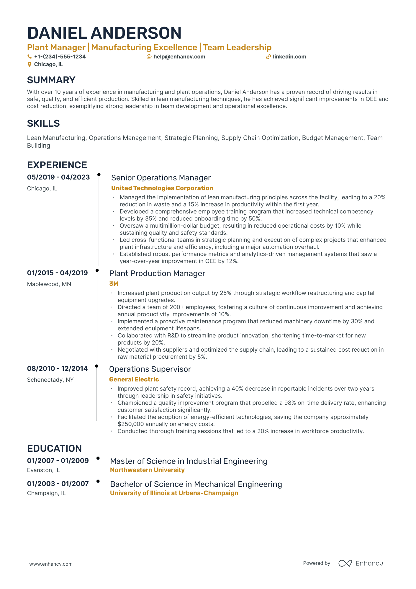 10 Plant Manager Resume Examples & Guide for 2026